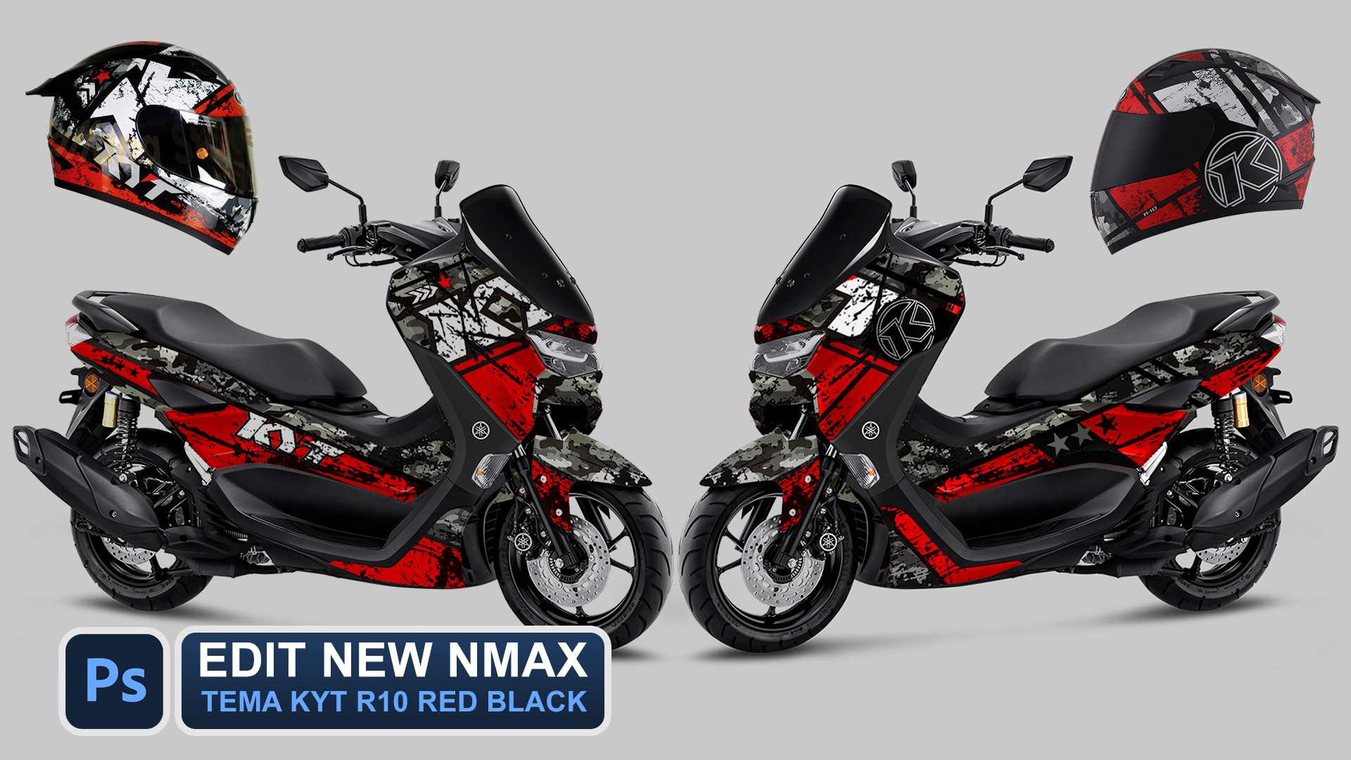 Modifikasi Striping Yamaha New Nmax livery KYT R10 black red - MOTOBLAST