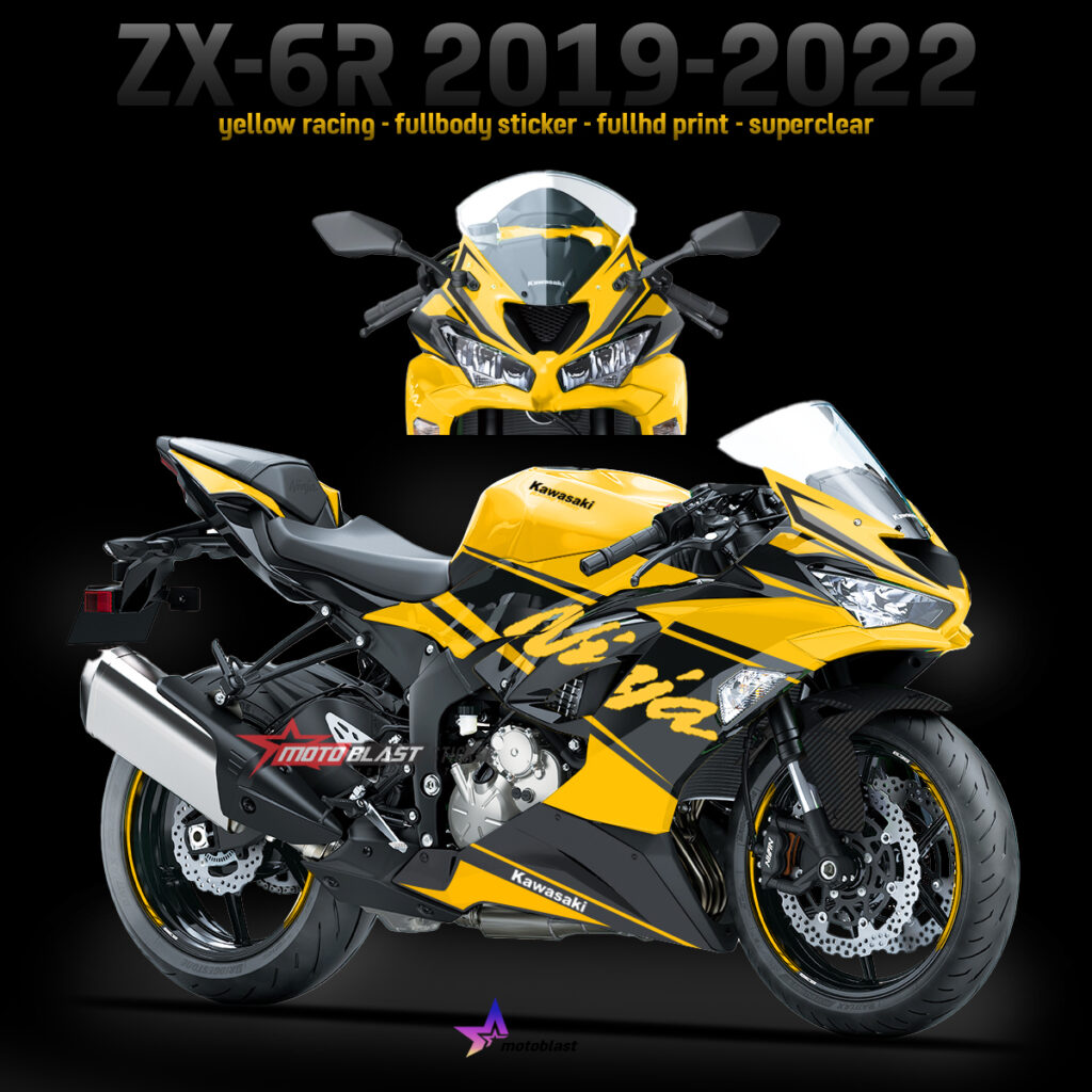 Modifikasi Striping Kawasaki ZX-6R 2020 Yellow Racing - MOTOBLAST