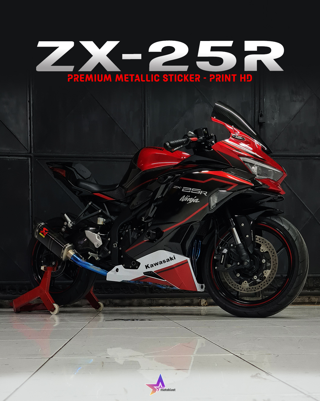 Hasil Decal stiker Ninja ZX-25R Red ABS SE jadi ala KRT - MOTOBLAST