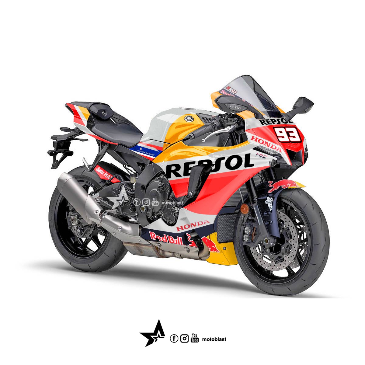 Modifikasi Striping Yamaha R1M Repsol edition - MOTOBLAST