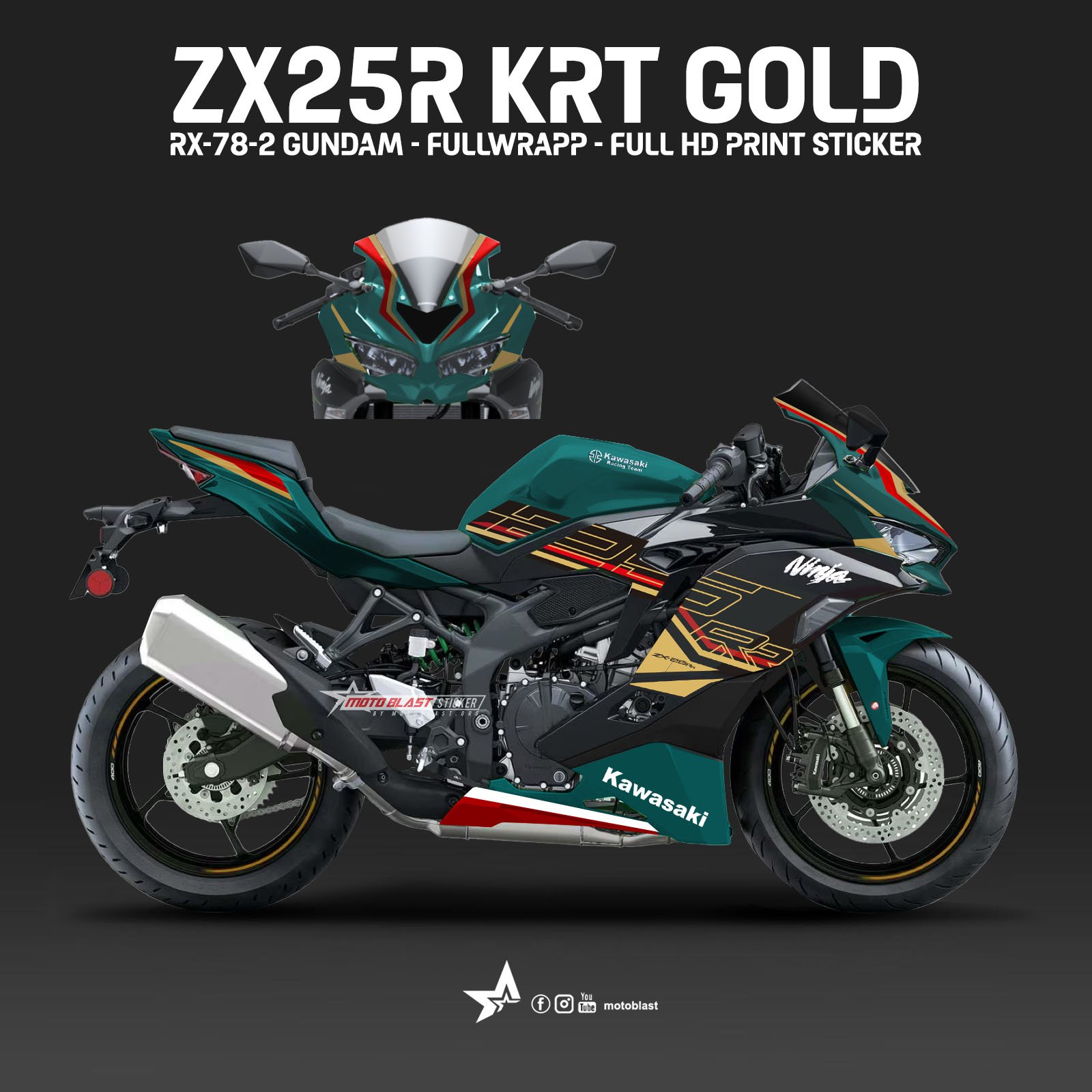 Modifikasi Striping Ninja ZX25R Blue Tosca KRT - MOTOBLAST