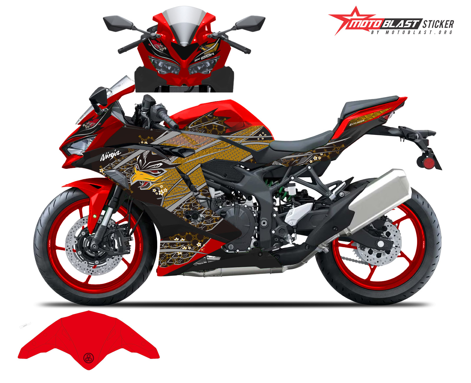 Modifikasi Striping Kawasaki Ninja ZX-25R Red Garuda x Samurai - MOTOBLAST