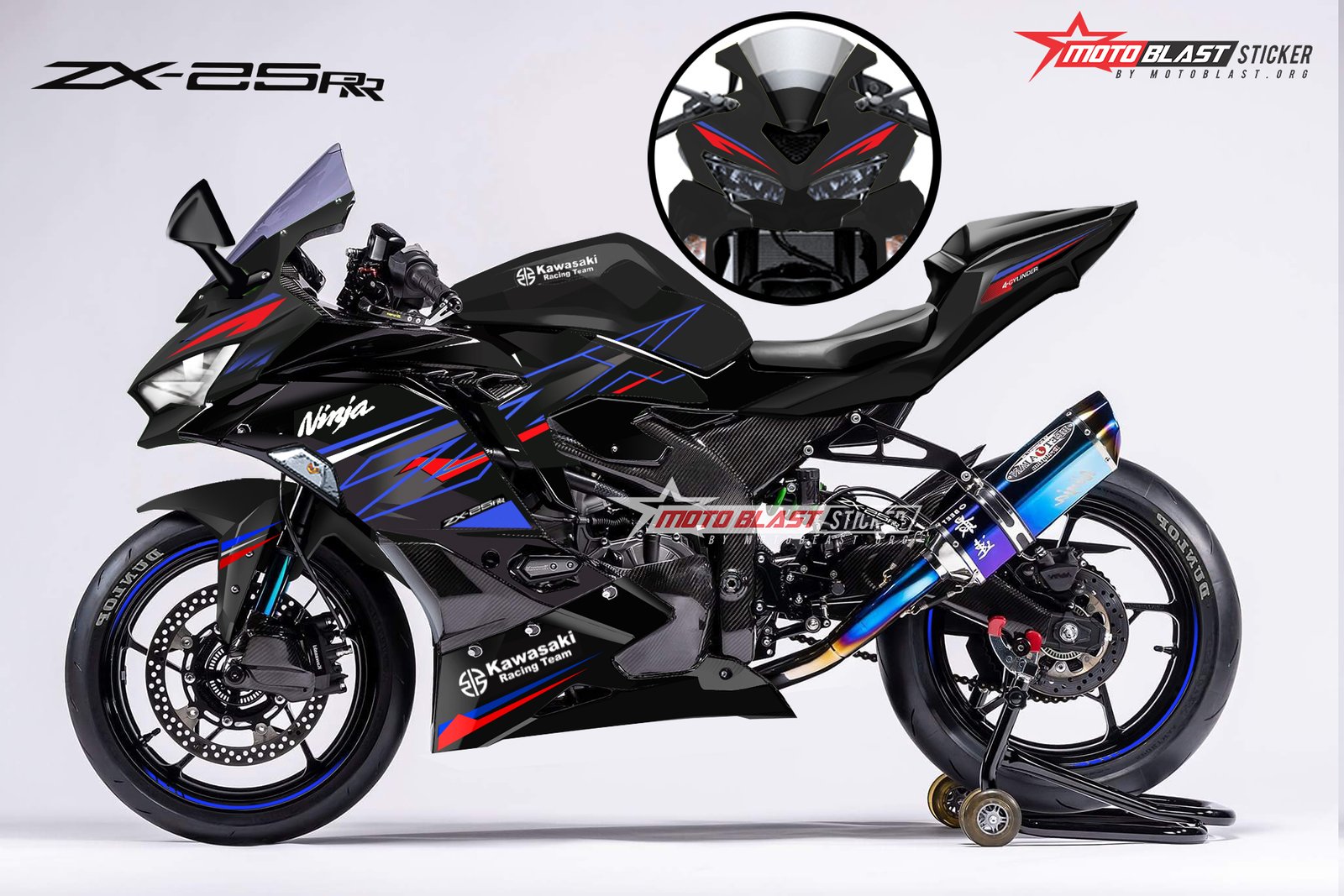 Modifikasi striping Kawasaki ninja ZX25R Black KRT Blue prototype 2023 ...