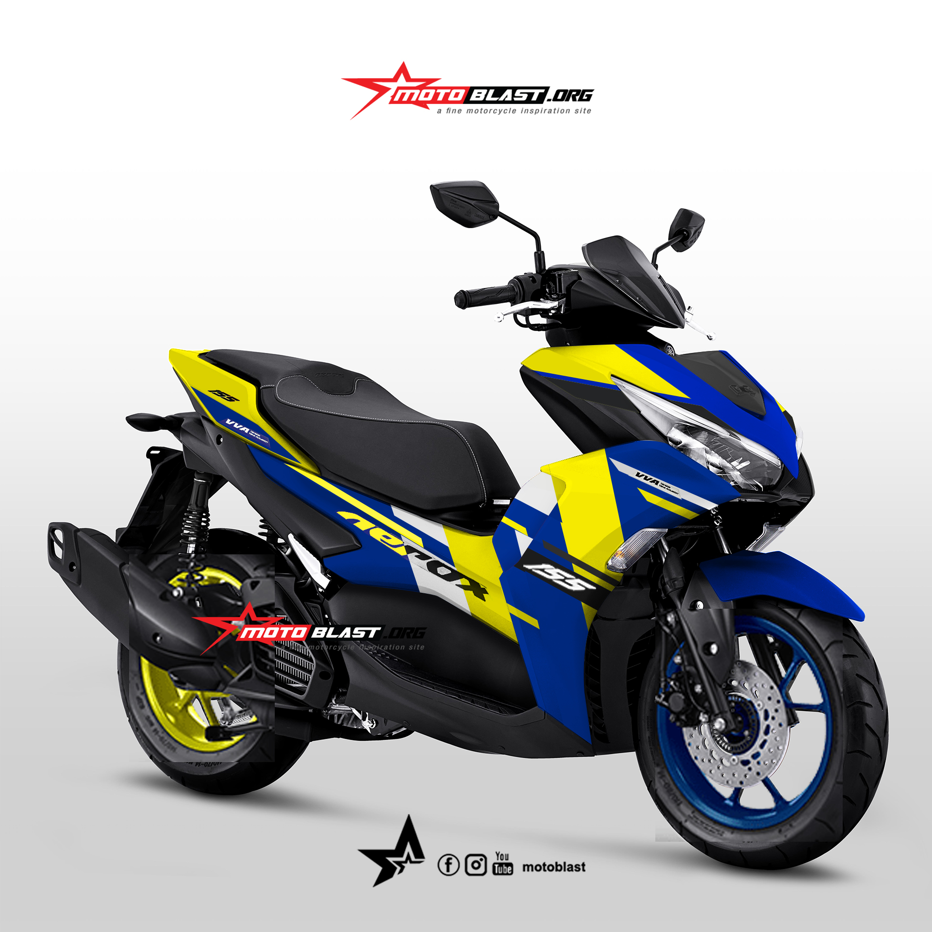 Modifikasi striping Yamaha New Aerox 155 Blue Cyber city replace ...