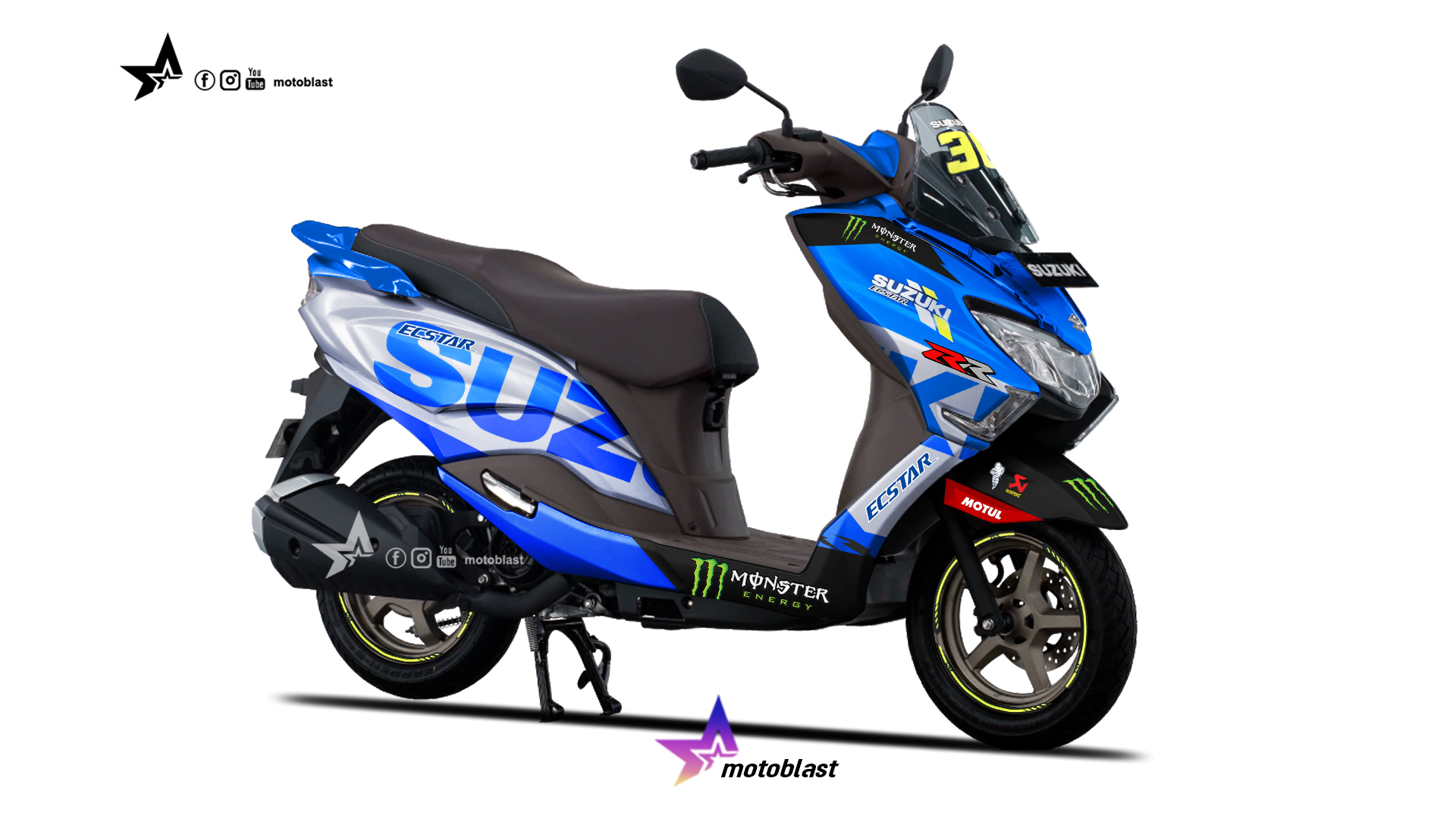 Modifikasi striping Suzuki Burgman street 125 Ex Livery Suzuki Motogp ...