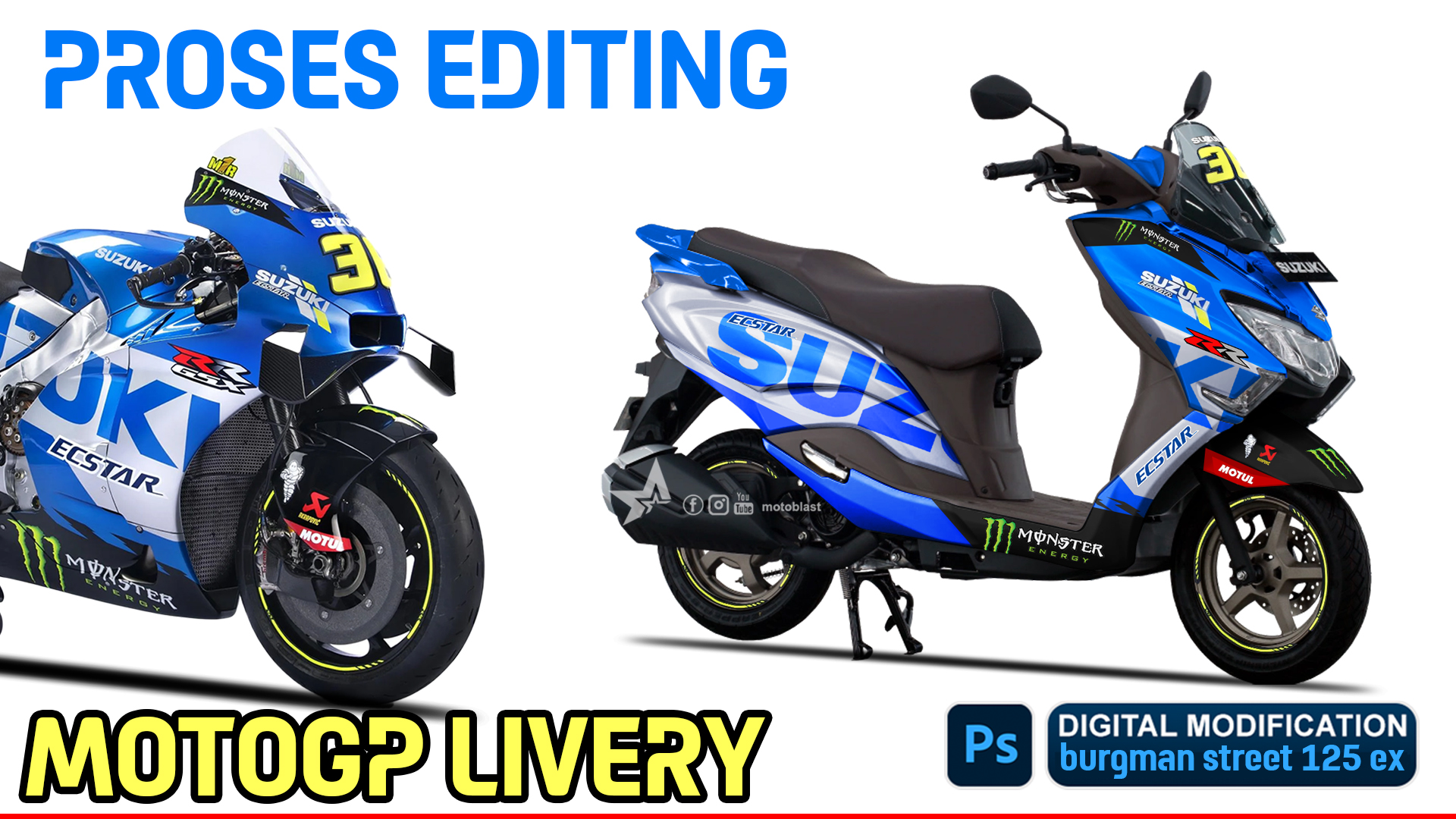 Modifikasi striping Suzuki Burgman street 125 Ex Livery Suzuki Motogp ...