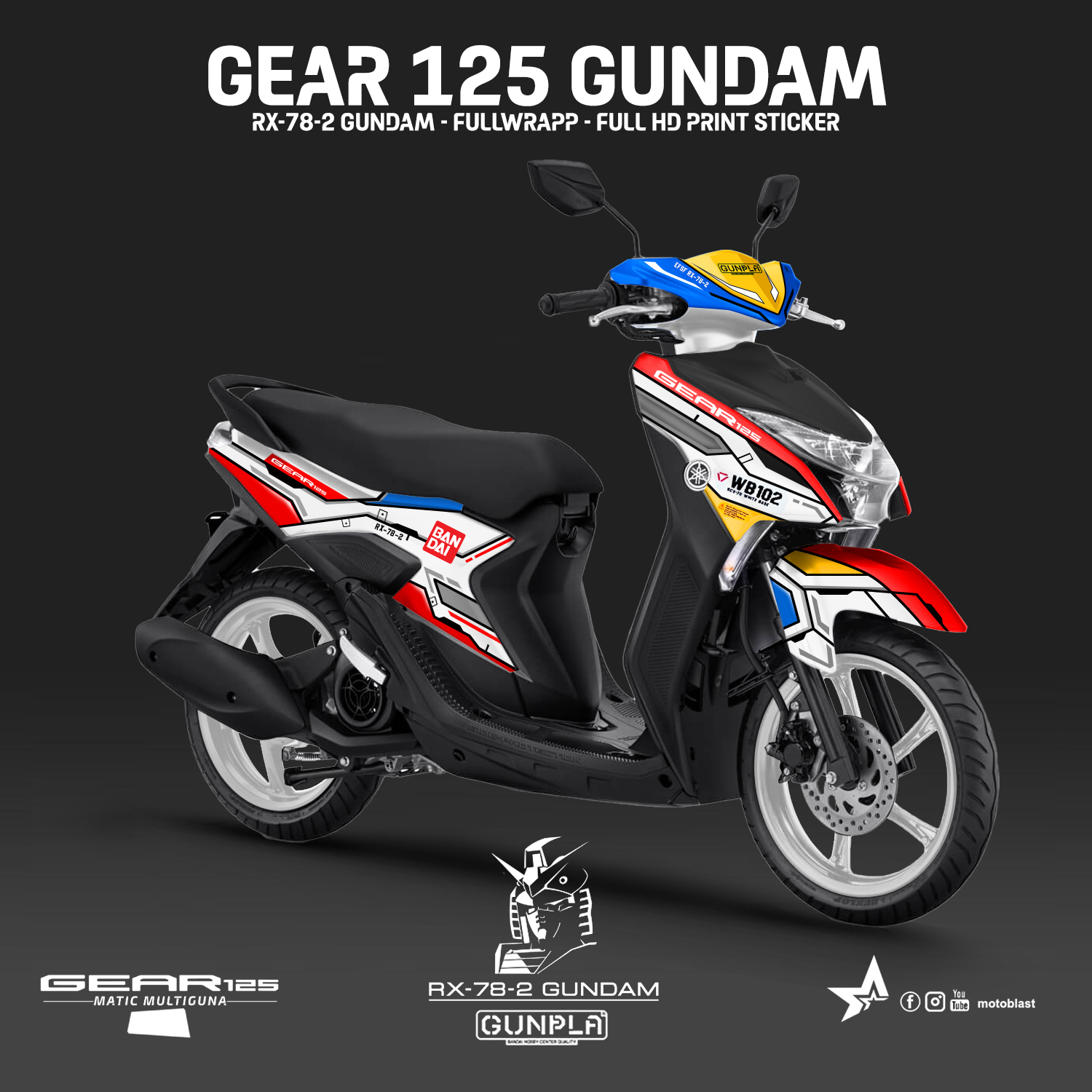 Modifikasi Striping Yamaha Gear 125 Gundam - MOTOBLAST