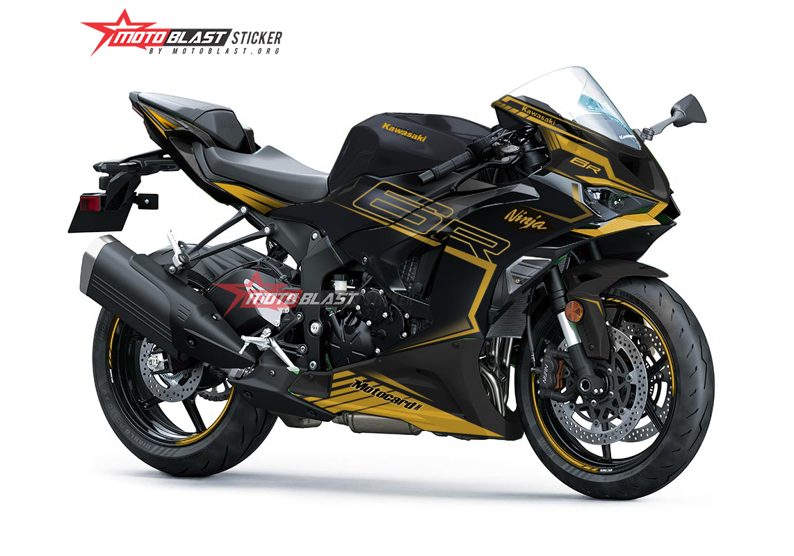 Modifikasi striping Kawasaki ZX6R 2024 Black KRT Gold - MOTOBLAST