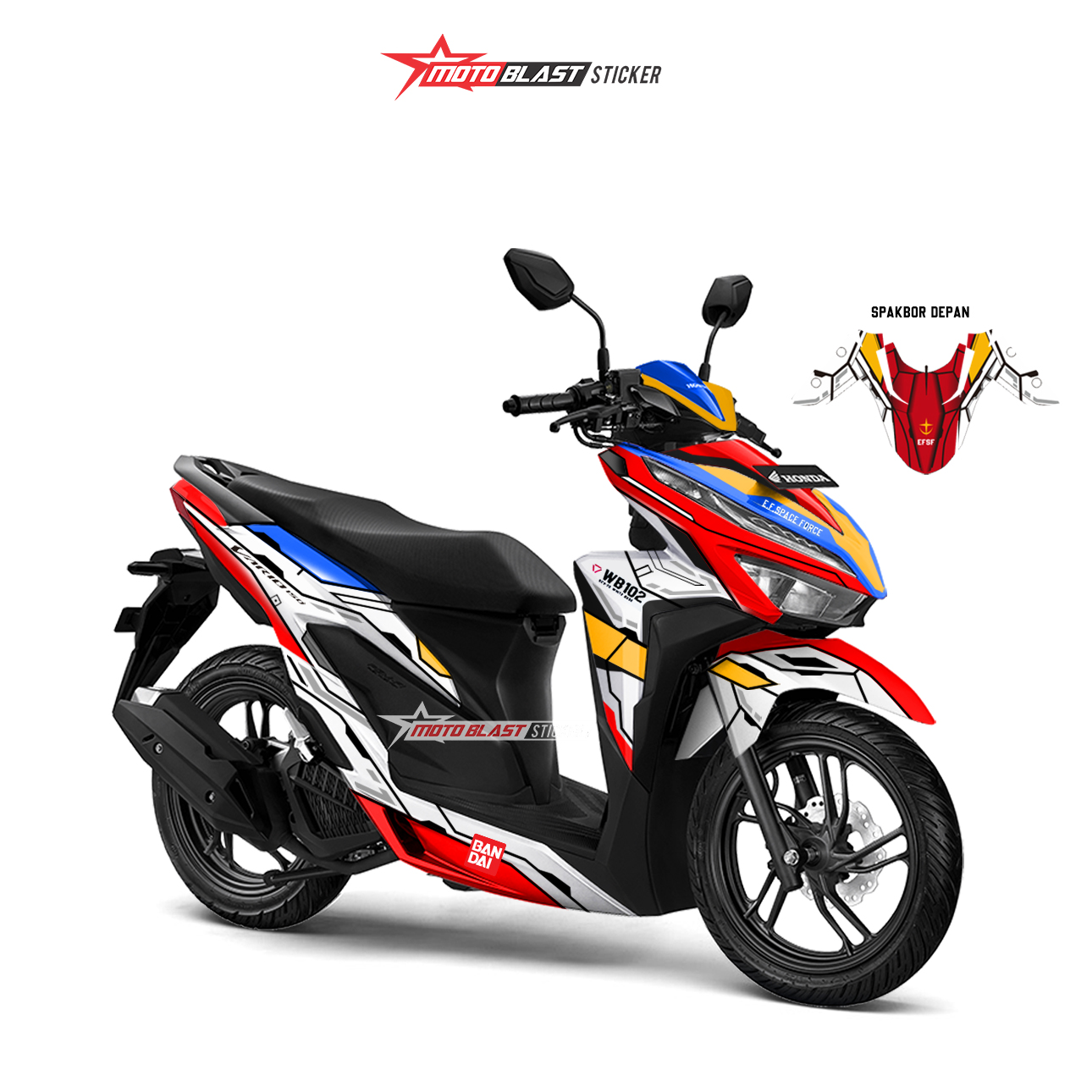 Modifikasi striping Honda Vario 150 2017 Gundam RX-782 - MOTOBLAST