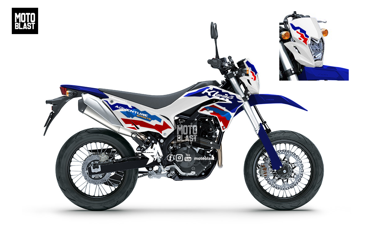 Modifikasi striping Kawasaki New KLX 230 SM Tricolor - MOTOBLAST