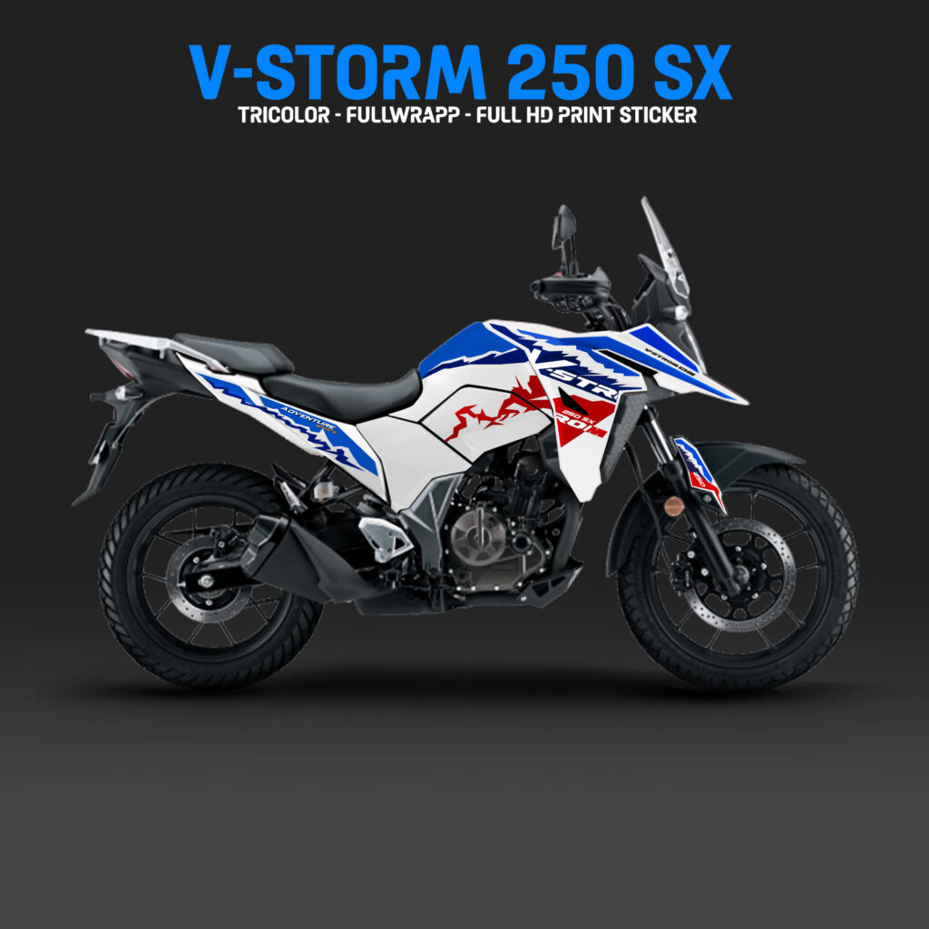 Modifikasi Striping Suzuki VStrom 250SX Tricolor ala Africa Twin versi 2 - MOTOBLAST
