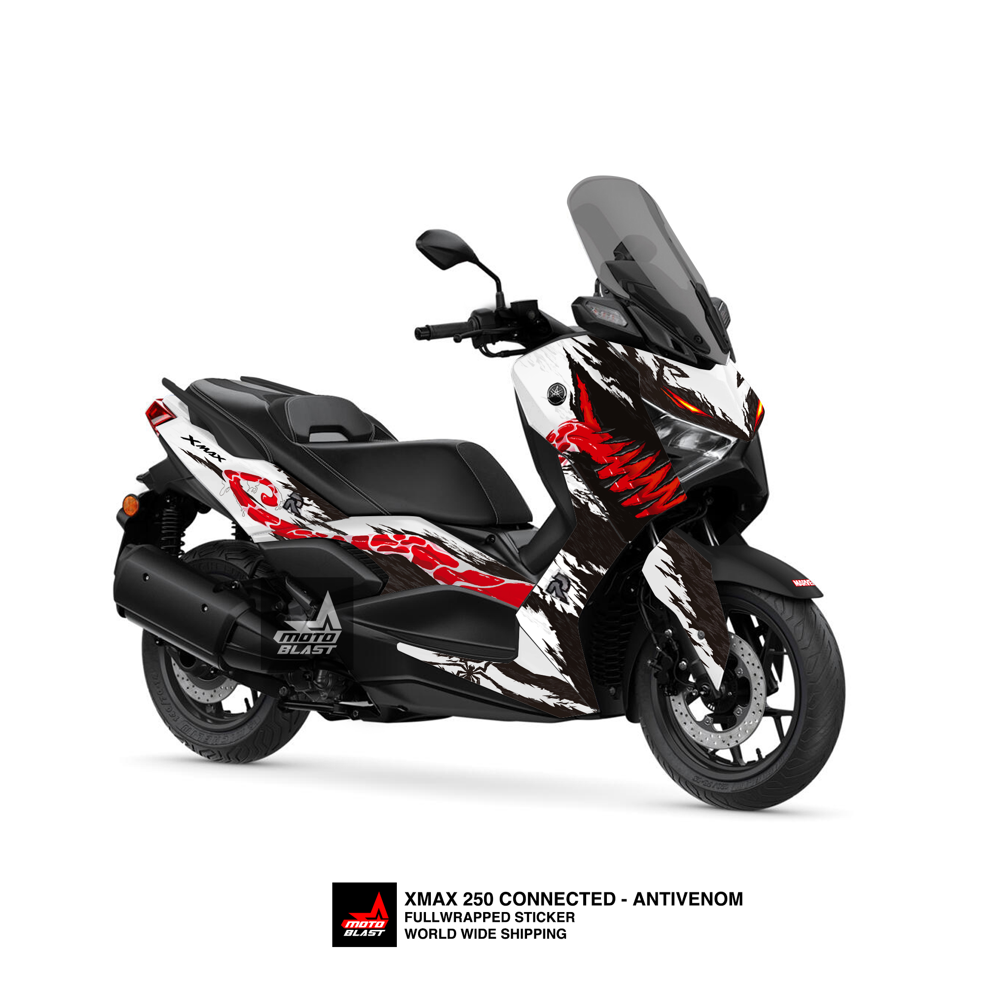 Modifikasi Striping Yamaha Xmax 250 Connected livery Anti venom - MOTOBLAST
