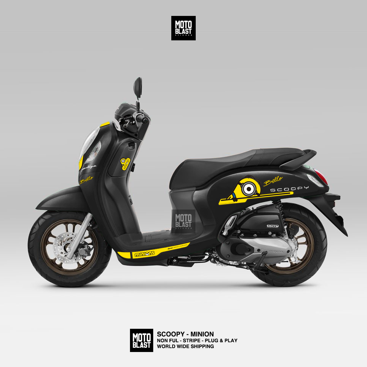 Modifikasi Striping Honda Scoopy Minion replica - MOTOBLAST
