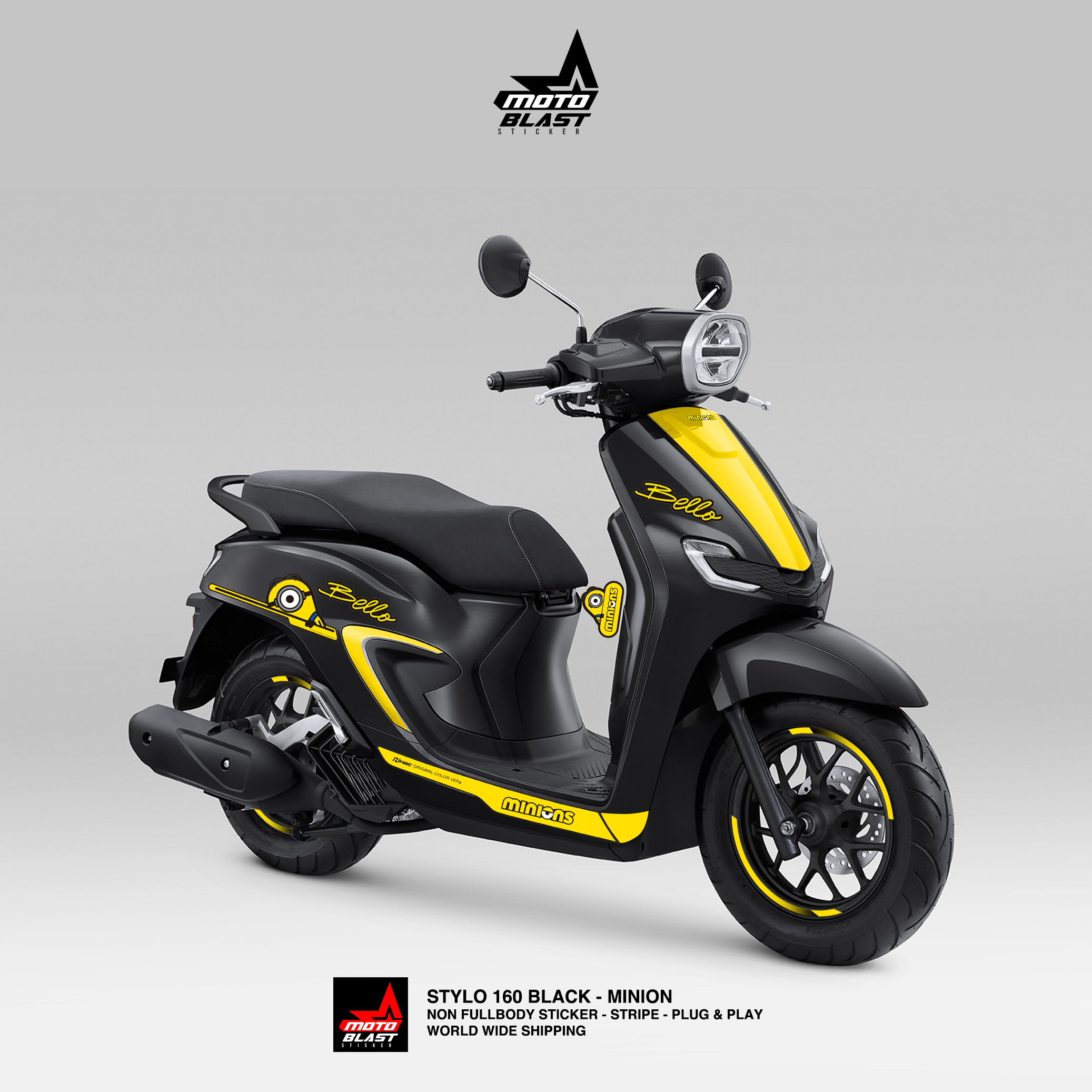 Modifikasi Striping Honda Stylo 160 black minion - MOTOBLAST