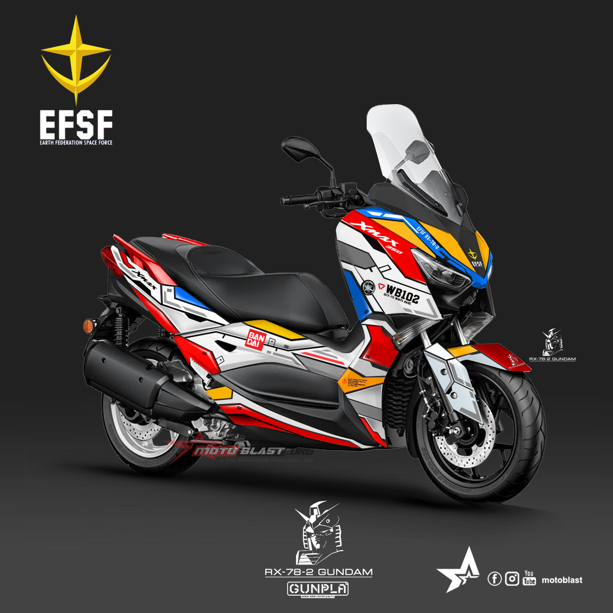 Modifikasi Striping Yamaha Xmax 250 New dan old livery Gundam RX782 ...