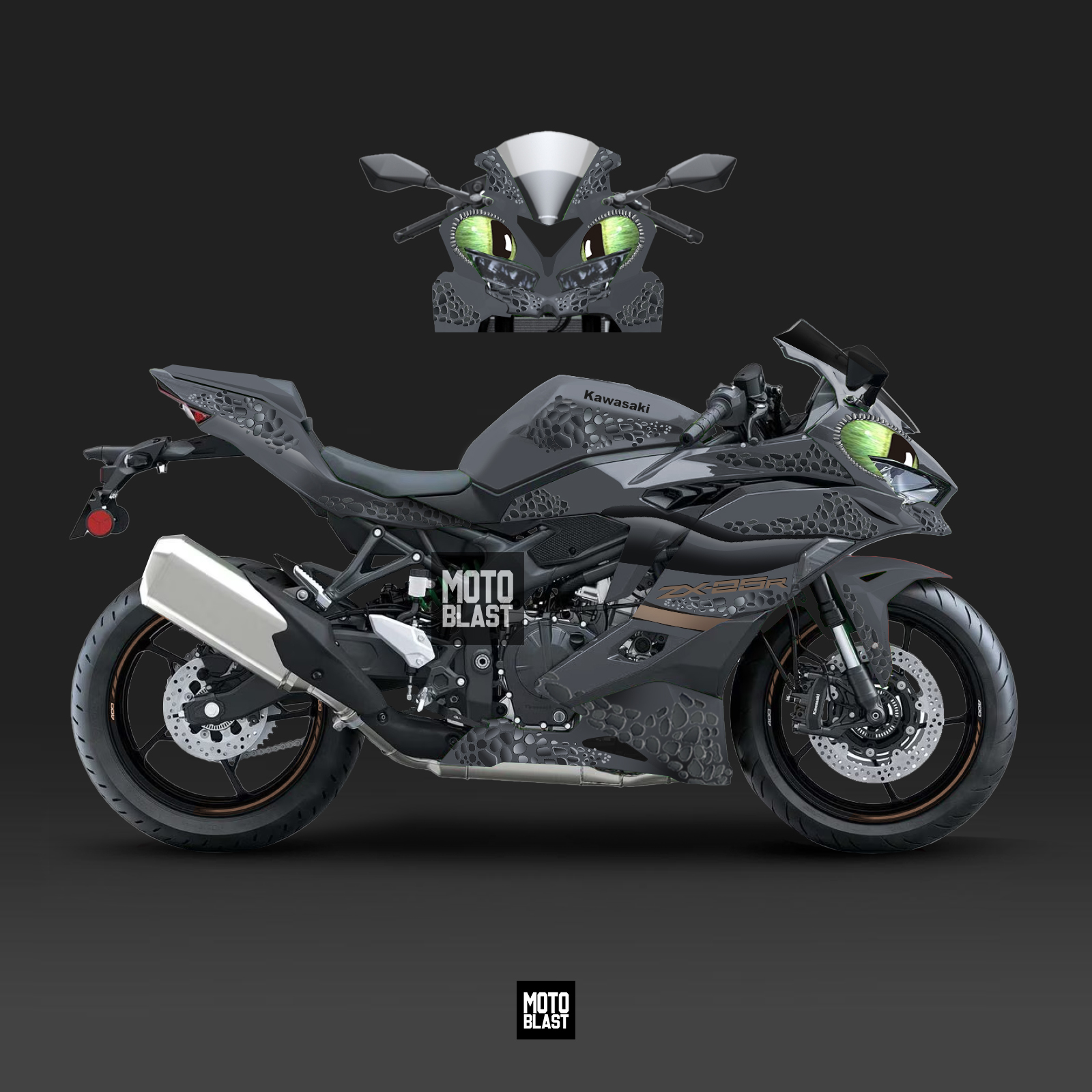 Modifikasi Striping Ninja ZX25R ZX4R livery Toothless - MOTOBLAST