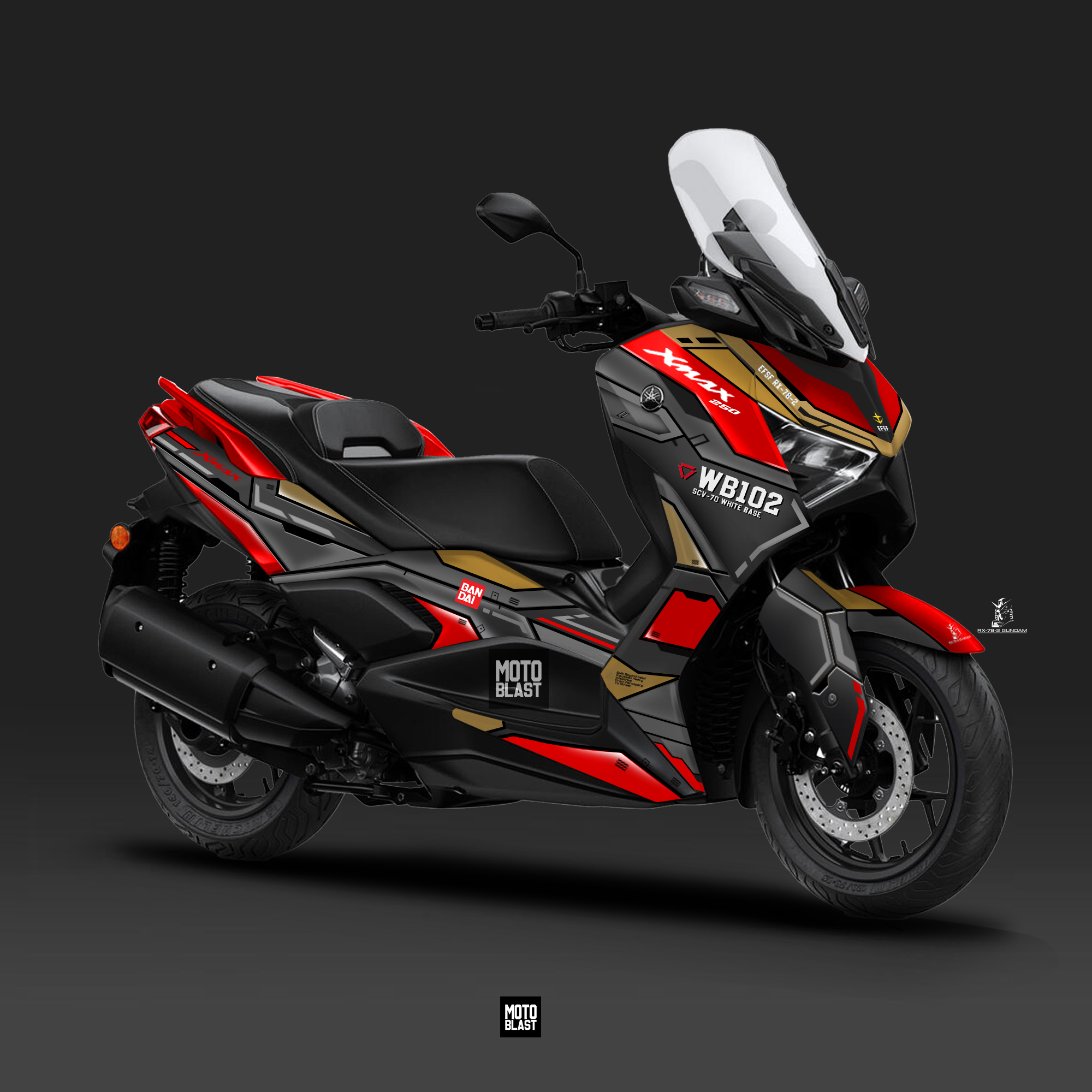 Modifikasi Striping Yamaha New Xmax connected Black Gundam - MOTOBLAST