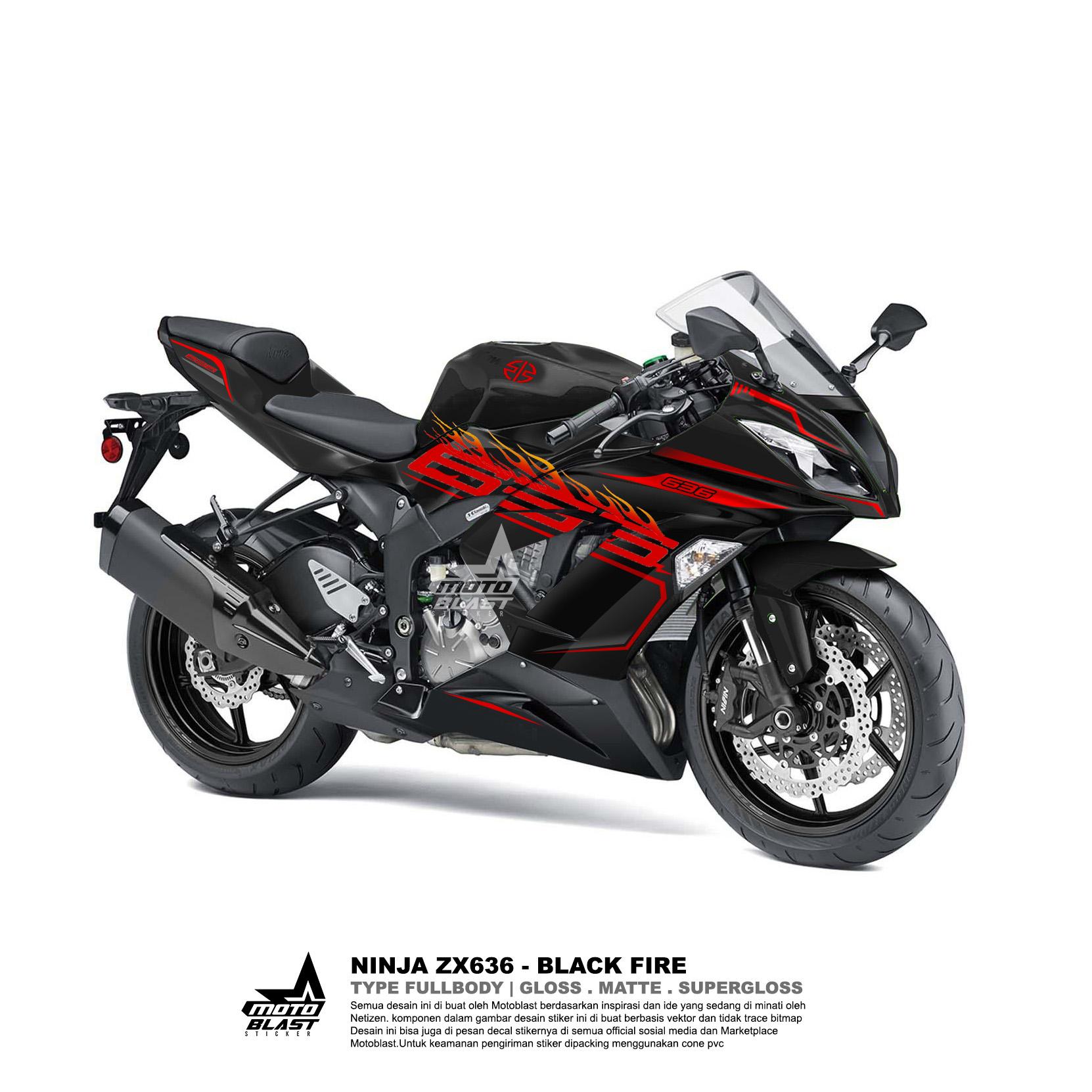 Modifikasi striping Ninja ZX636 Black Fire - MOTOBLAST