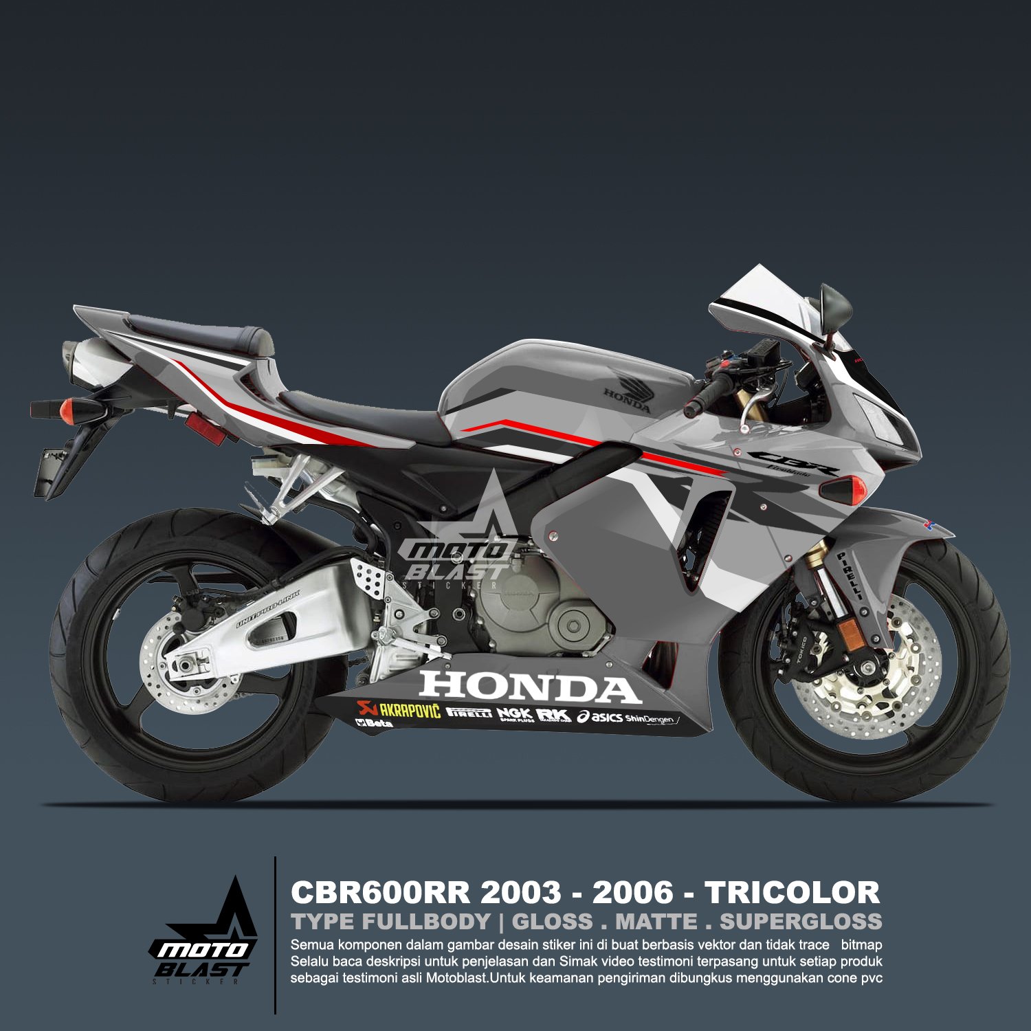 Modifikasi Striping Honda CBR600RR 2003 Tricolor HRC - MOTOBLAST