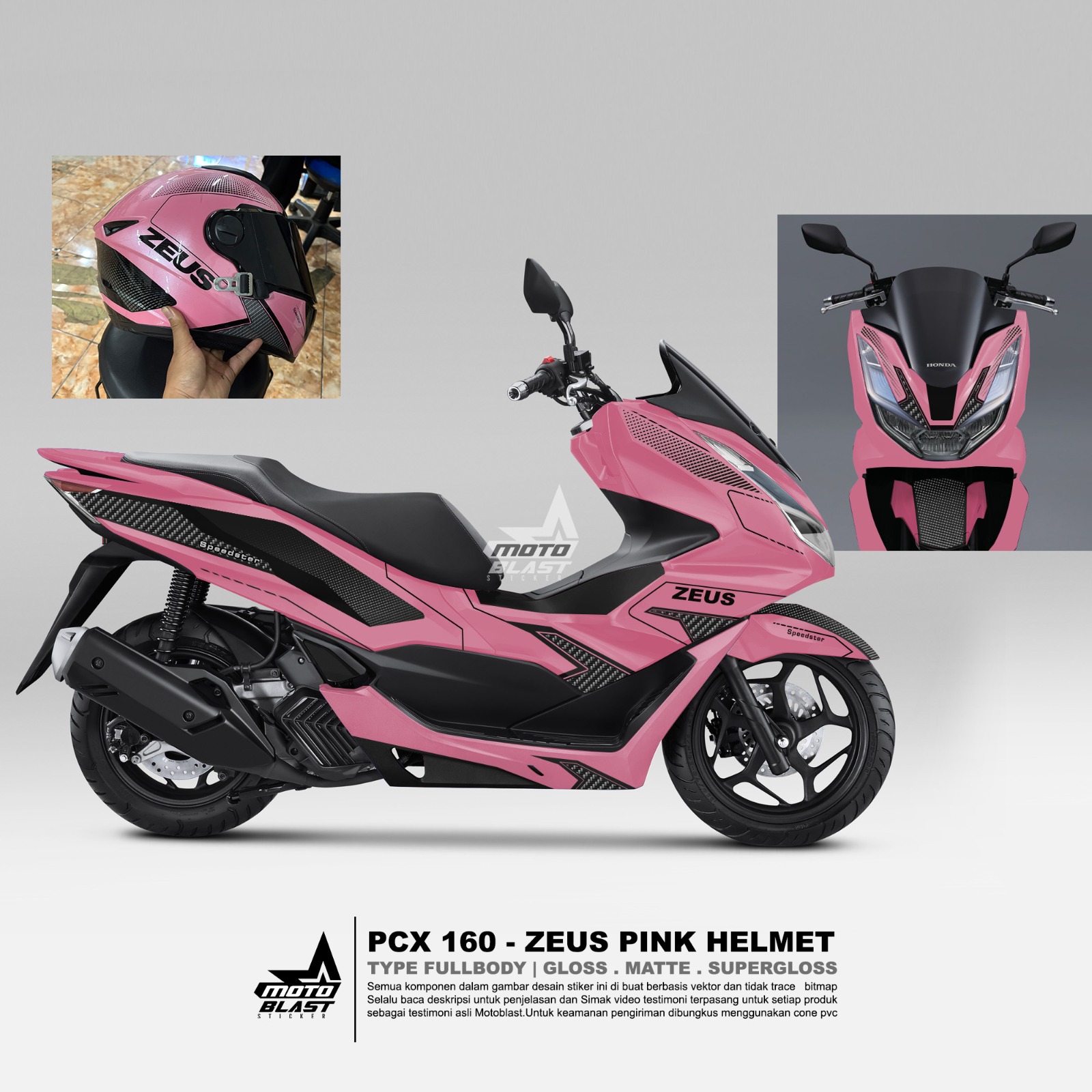 Modifikasi striping Honda PCX 160 livery Helm Zeus Pink - MOTOBLAST