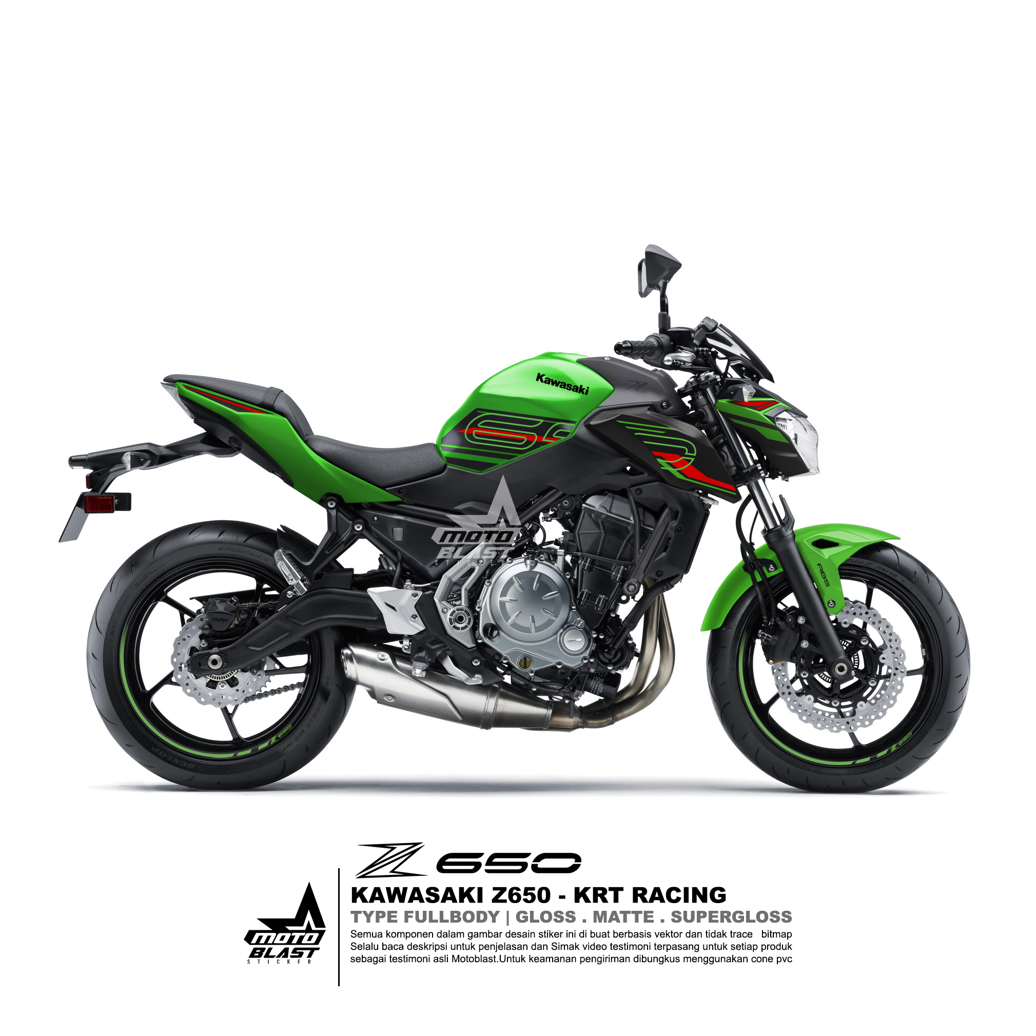 Modifikasi Striping Kawasaki Z650 Green KRT Racing team 2024 - MOTOBLAST