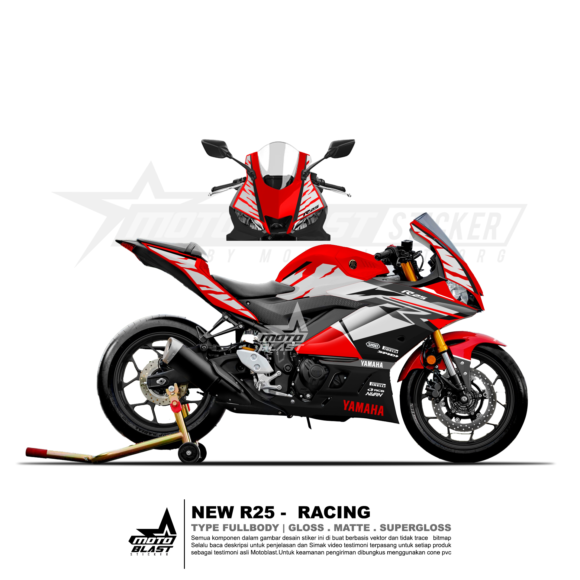 Modifikasi striping Yamaha New R25 Tricolor - MOTOBLAST