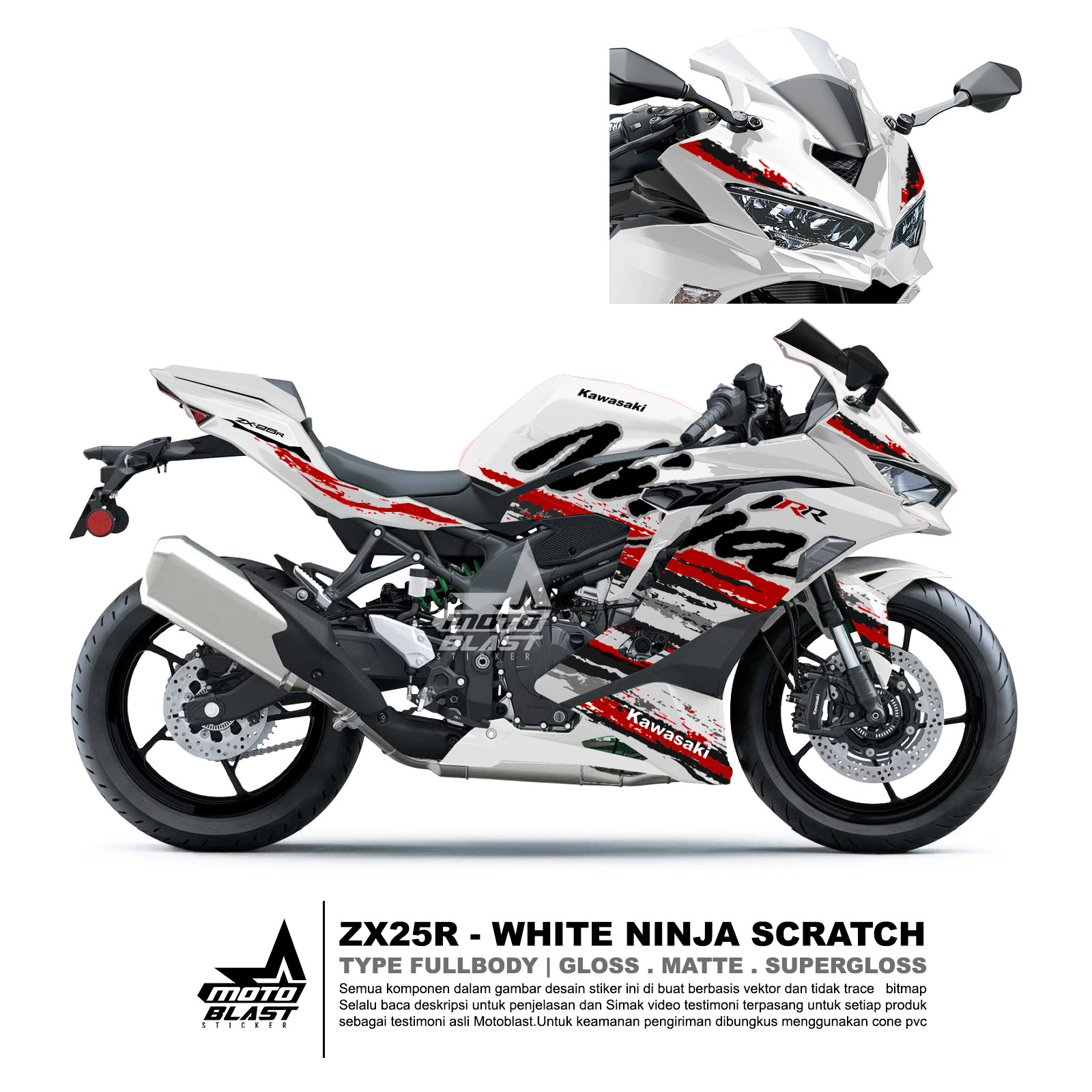 Modifikasi Striping Ninja ZX25R white scratch - MOTOBLAST
