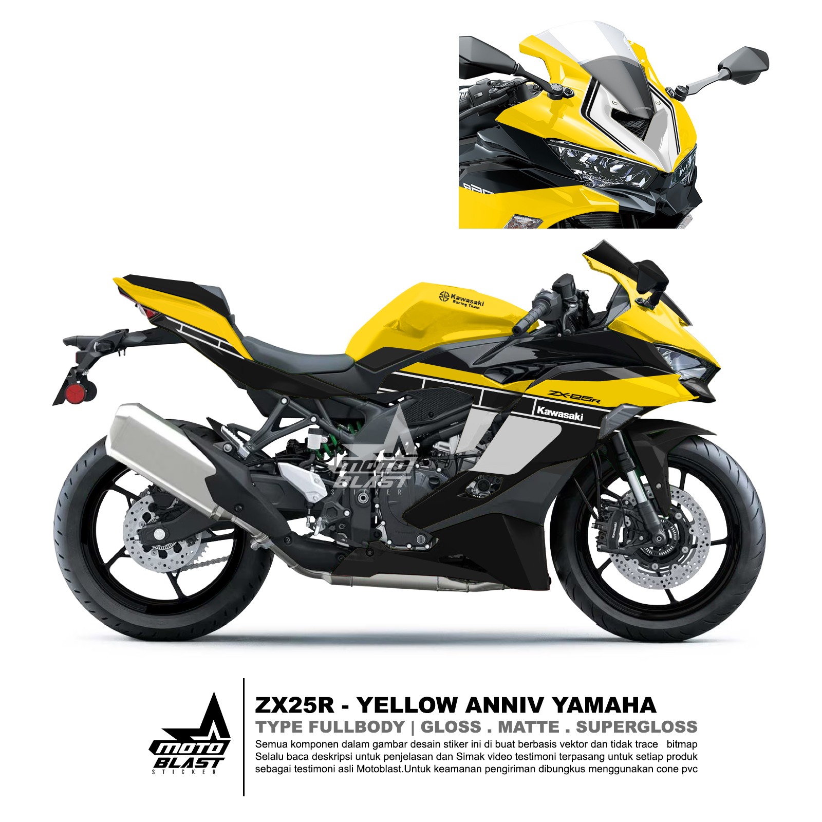 Modifikasi Striping Ninja ZX25R Yellow anniversary Yamaha - MOTOBLAST