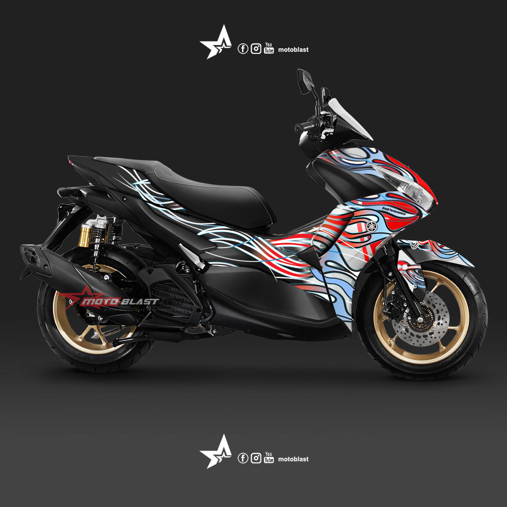 Modifikasi Striping Yamaha New Aerox 155 Arai RX7 Haga wsbk - MOTOBLAST