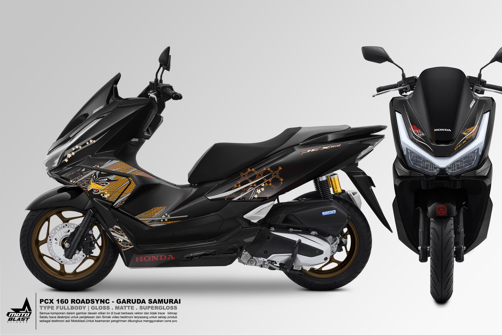 Modifikasi Striping Honda PCX 160 Roadsync Garuda X Samurai - MOTOBLAST