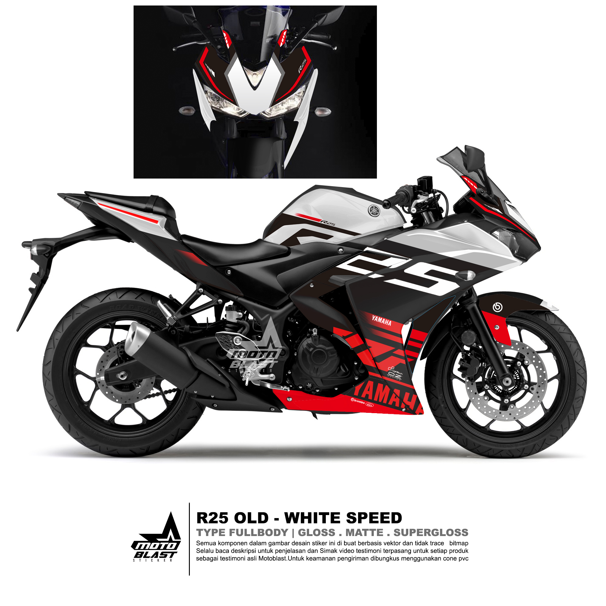 Modifikasi Striping Yamaha R25 White Speed - MOTOBLAST