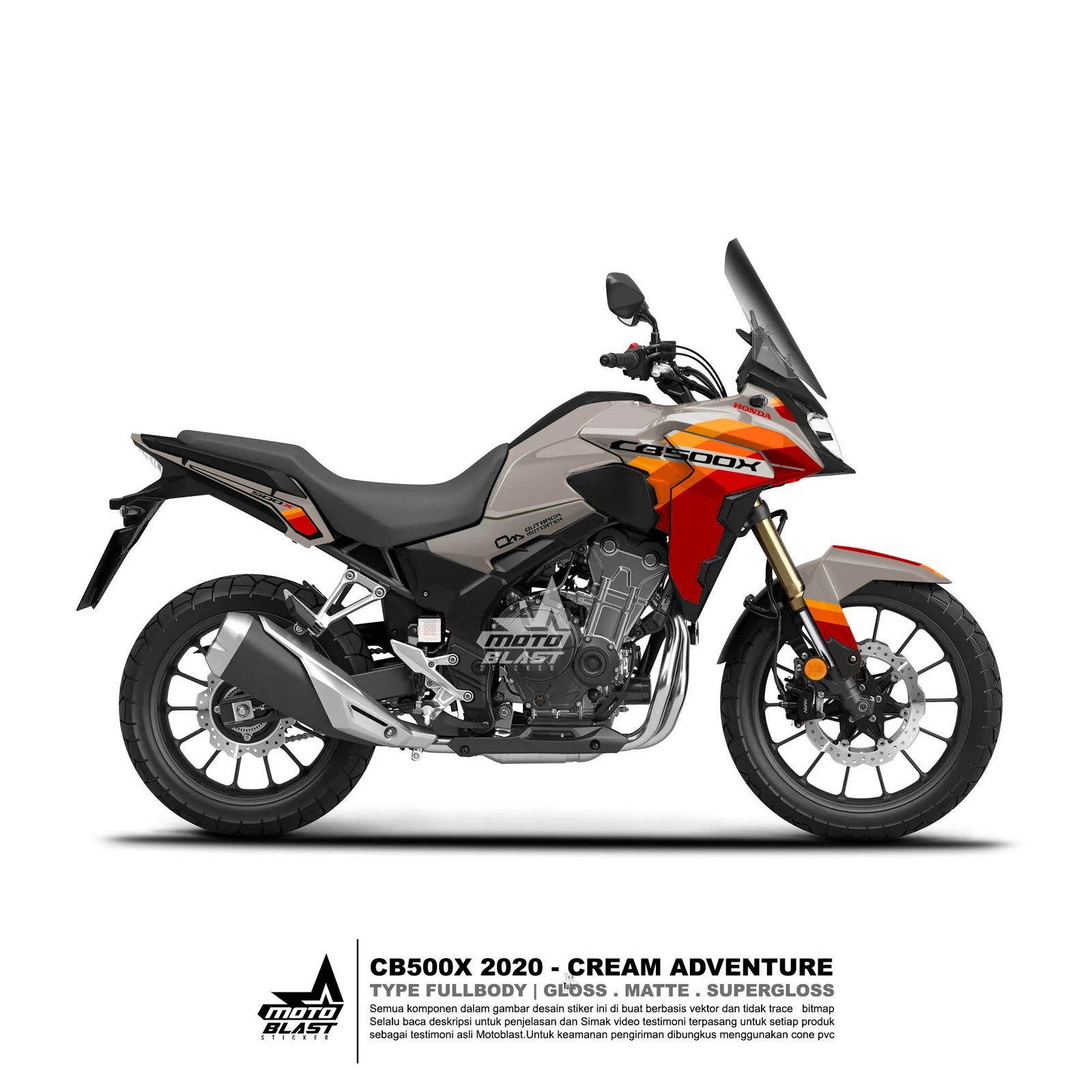 Modifikasi Striping Honda New CB500X Cream Adventure Orange - MOTOBLAST