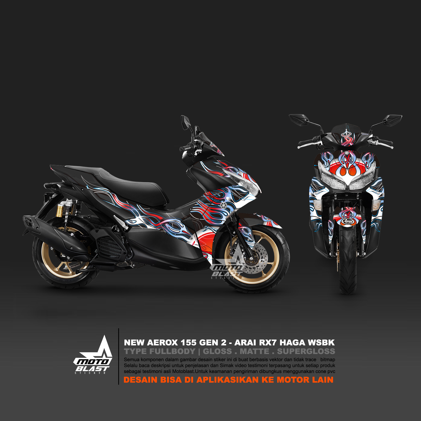 Modifikasi Striping Yamaha New Aerox155 livery Arai RX7 Haga wsbk ...