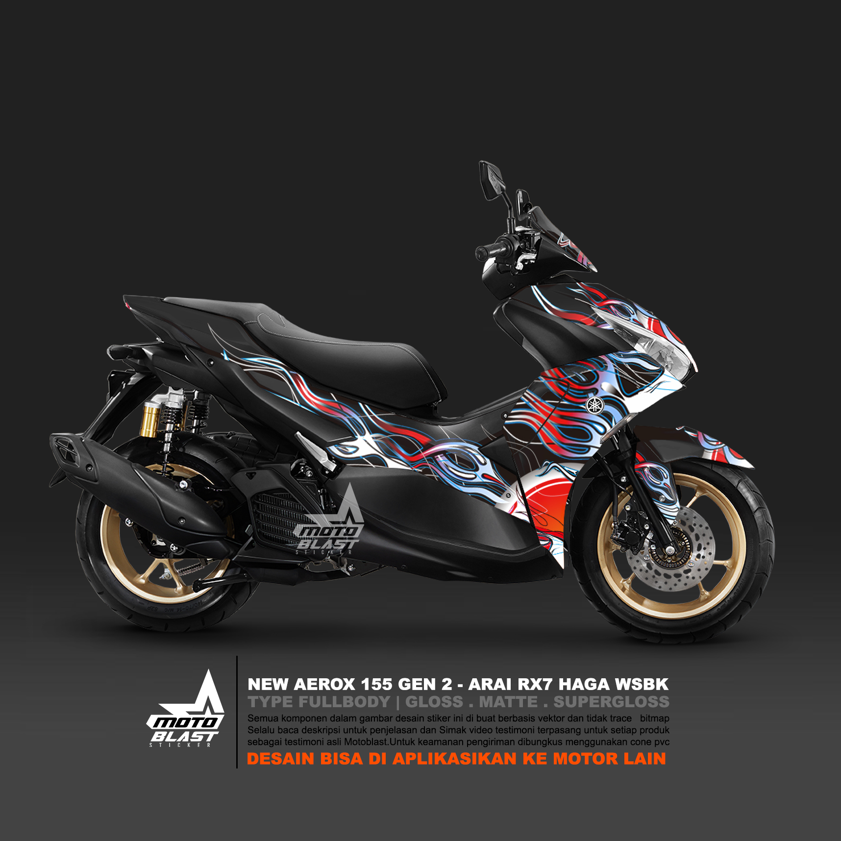Modifikasi Striping Yamaha New Aerox155 livery Arai RX7 Haga wsbk ...