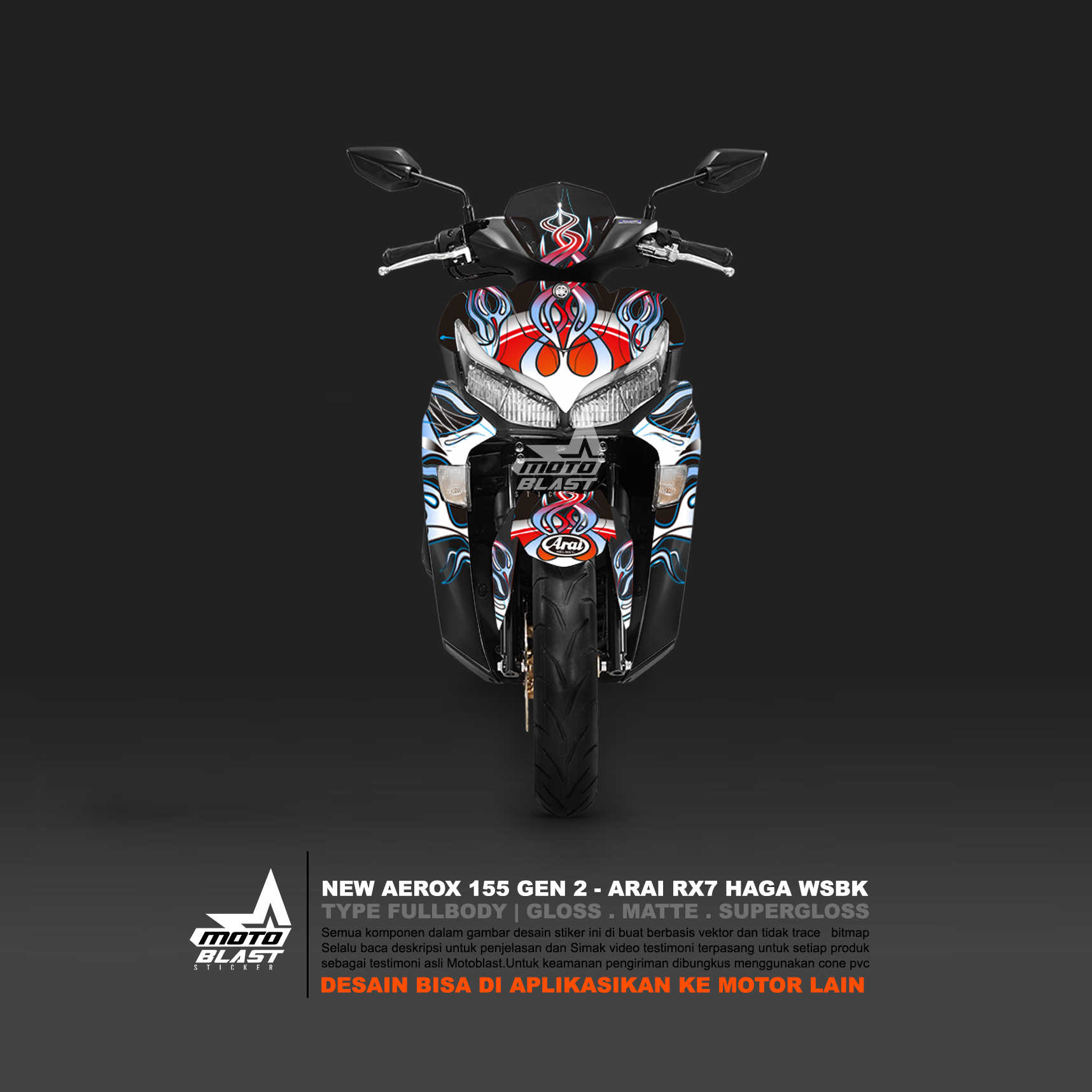 Modifikasi Striping Yamaha New Aerox155 livery Arai RX7 Haga wsbk ...