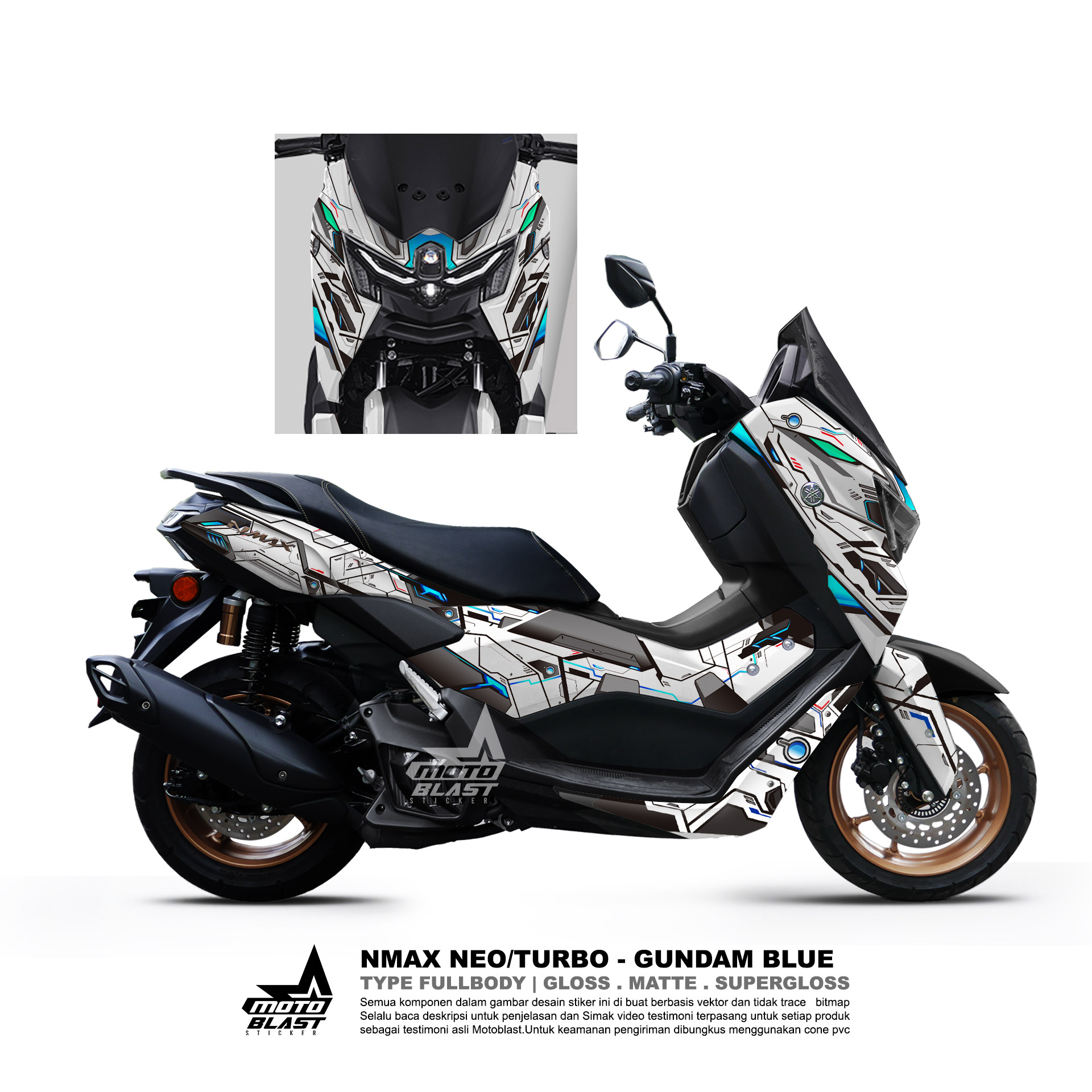 Modifikasi striping Yamaha New Nmax Turbo Neo livery Gundam blue ...