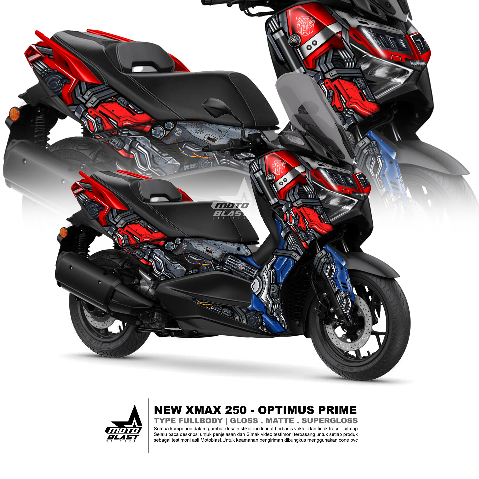 Modifikasi Striping Yamaha New Xmax 250 Optimus Prime 3d spesial ...