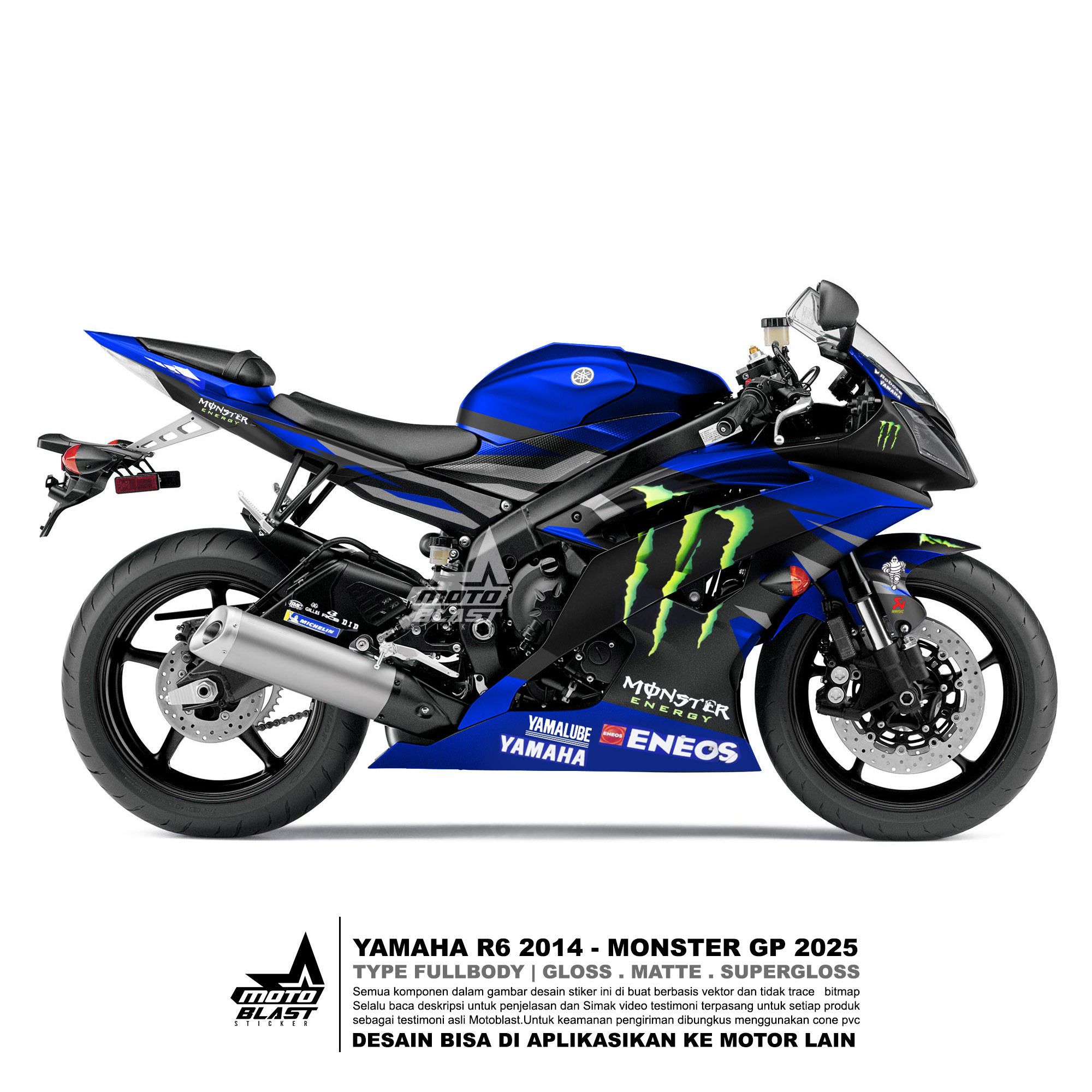 Modifikasi striping Yamaha R6 monster energy motogp 2025 - MOTOBLAST