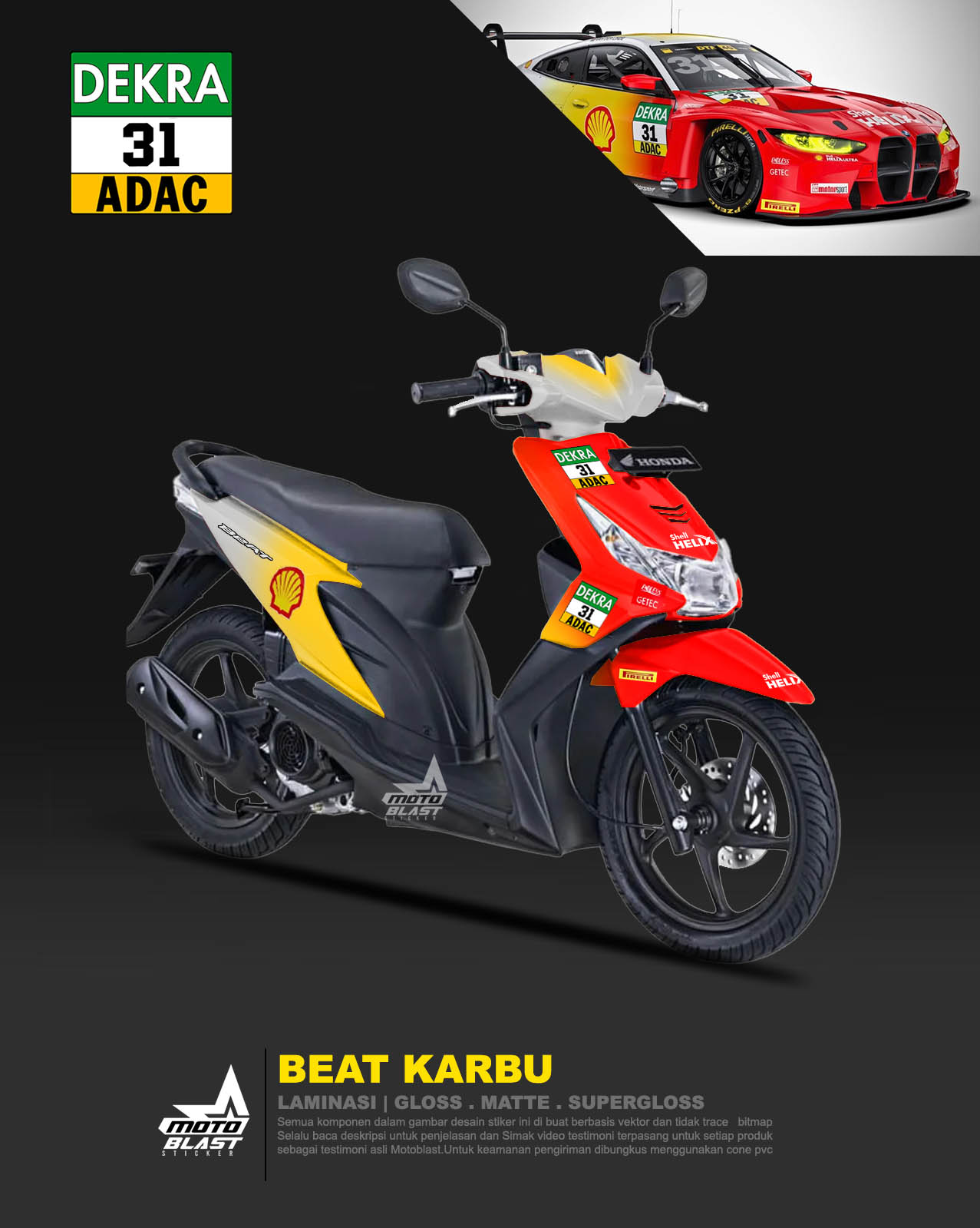 Modifikasi striping Honda beat karbu racing red - MOTOBLAST