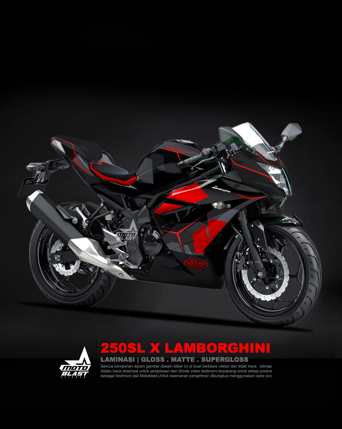 Modifikasi Striping Kawasaki Ninja 250sl RR Mono livery x Lamborghini ...