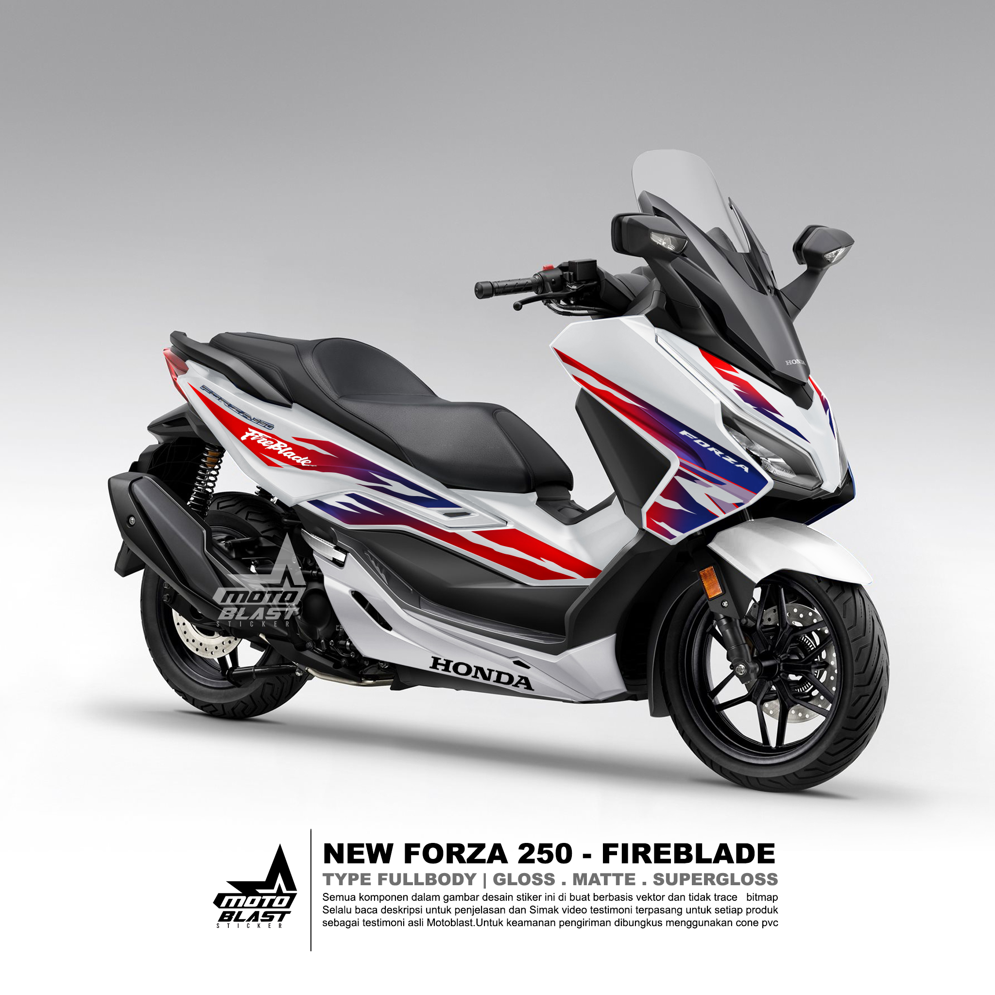 Modifikasi striping Honda Forza 250 livery Fireblade - MOTOBLAST