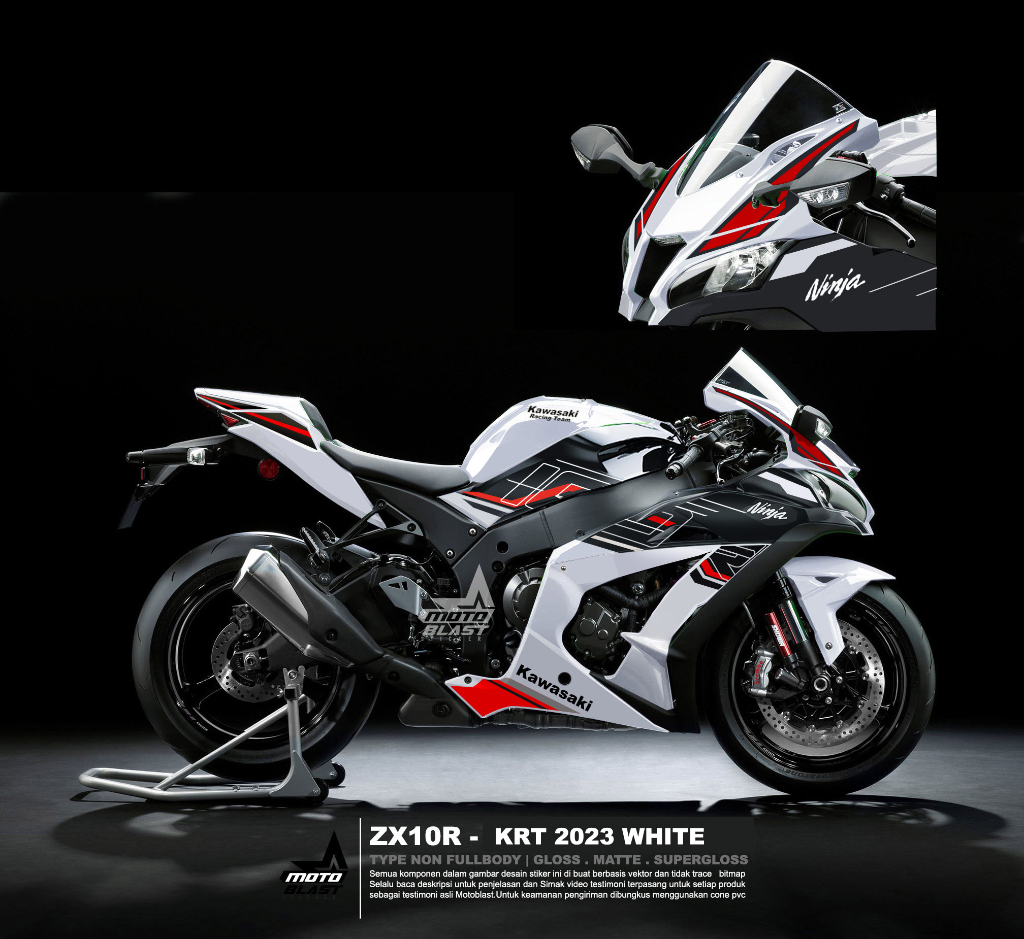 Modifikasi Striping Kawasaki Ninja ZX10R Livery KRT 2023 White edition ...