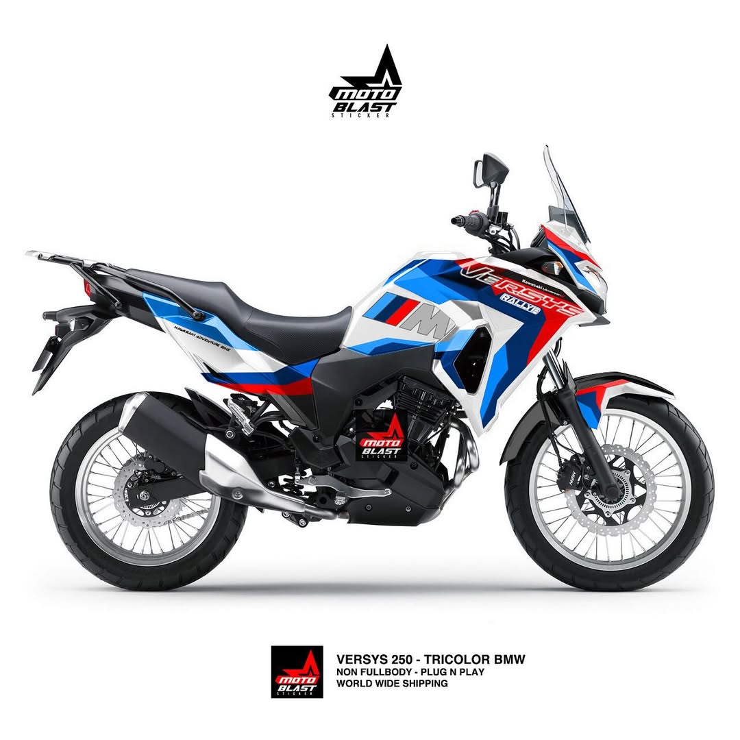 Modifikasi Striping Kawasaki Versys X 250 Livery Tricolor BMW - MOTOBLAST