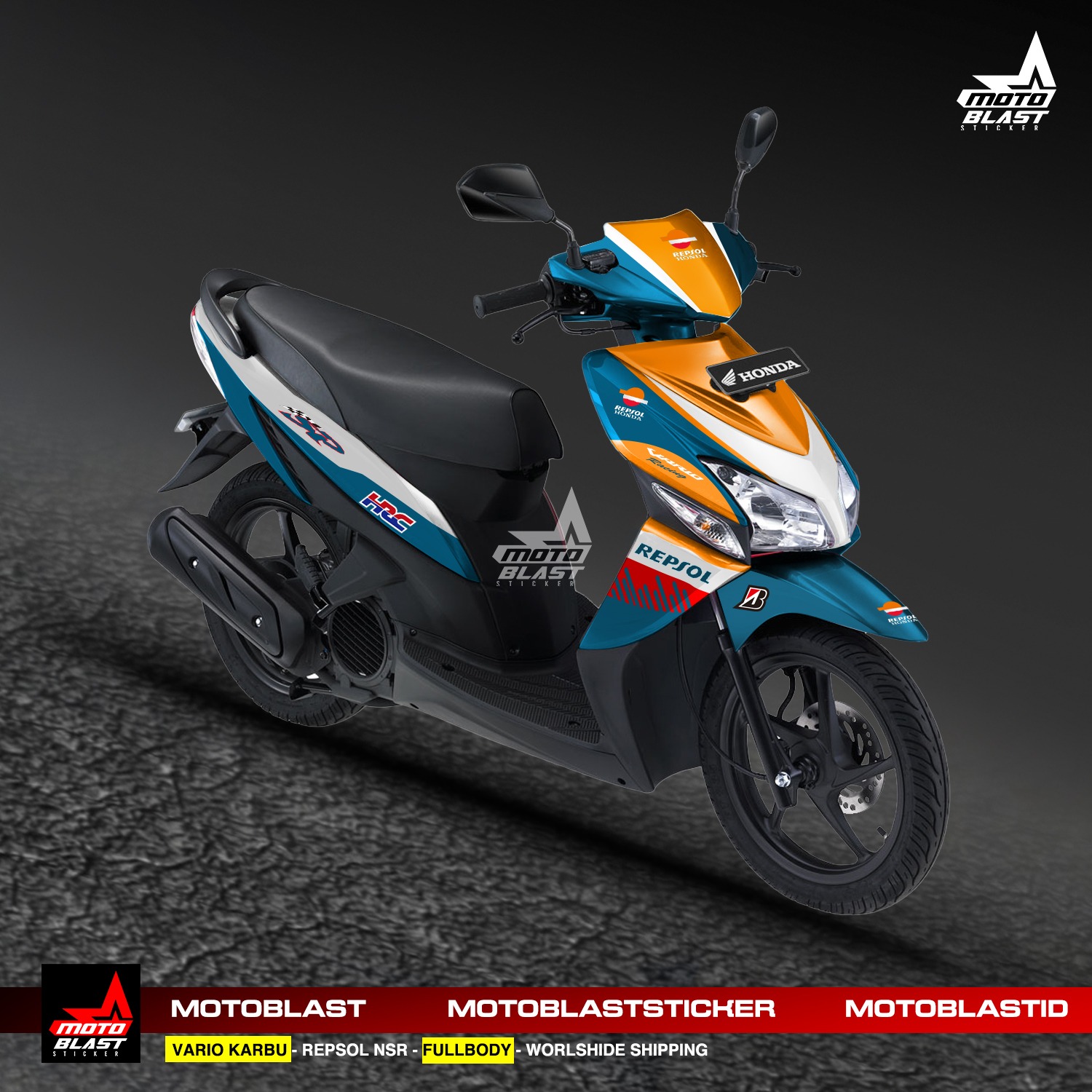 Modifikasi Striping Honda Vario Karbu Livery Repsol NSR - MOTOBLAST