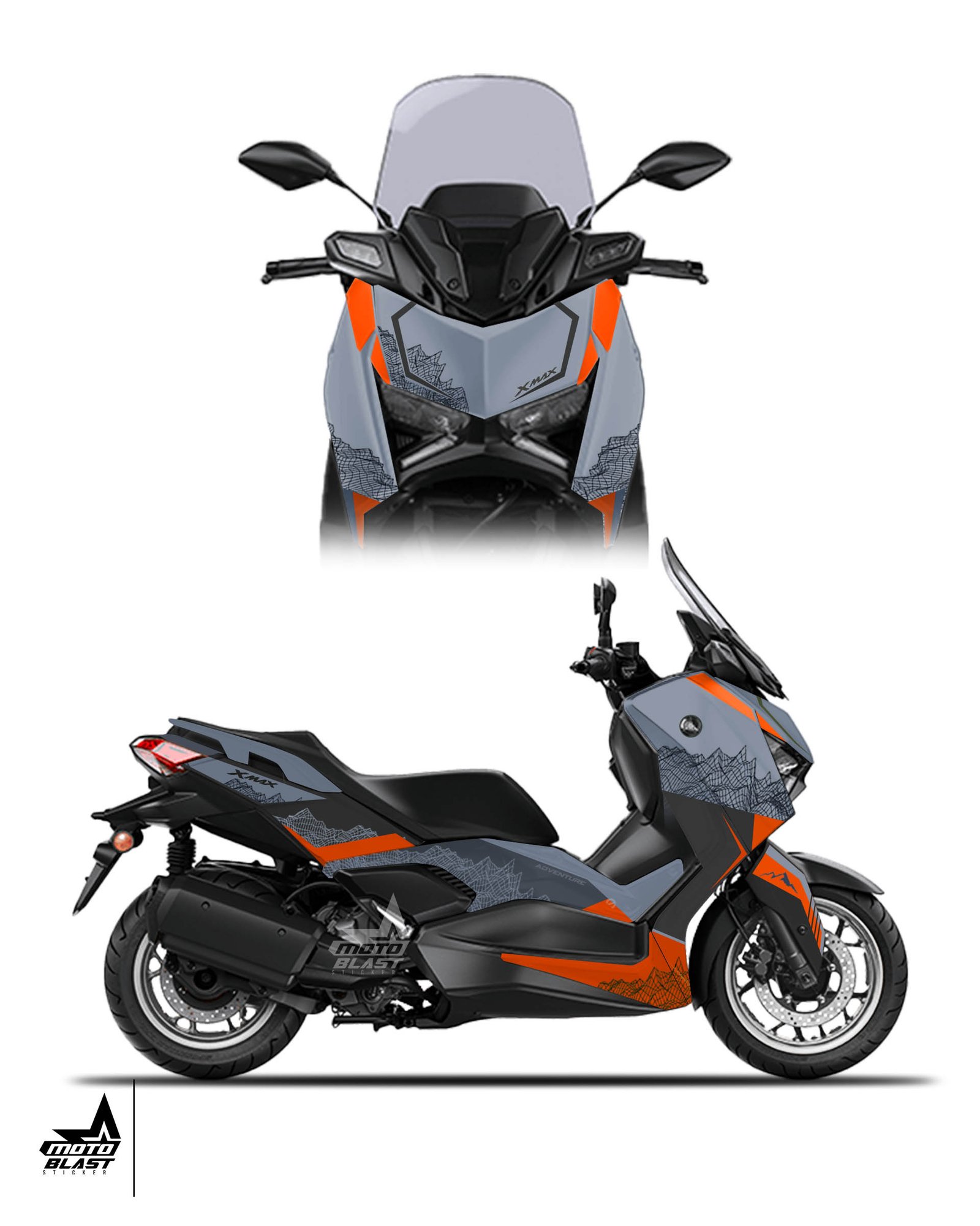 Modifikasi striping Yamaha New Xmax Topography Grey - MOTOBLAST