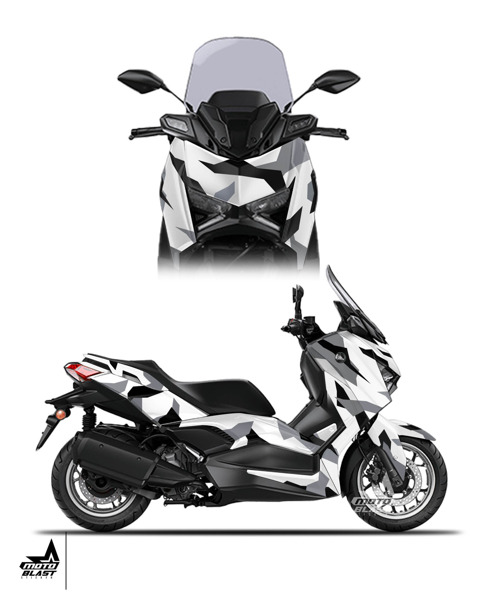 Modifikasi striping Yamaha New Xmax 250 connected Camo white - MOTOBLAST