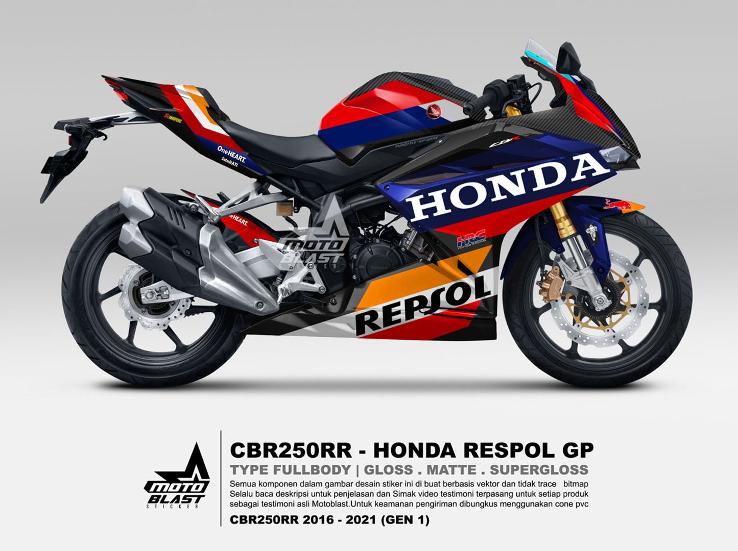 Modifikasi striping Honda CBR250RR Honda Repsol racing - MOTOBLAST