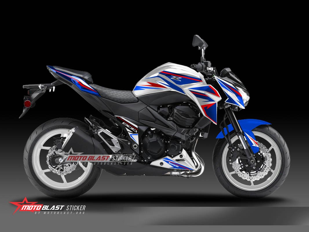 Modifikasi striping Kawasaki Z800 Tricolor blue - MOTOBLAST